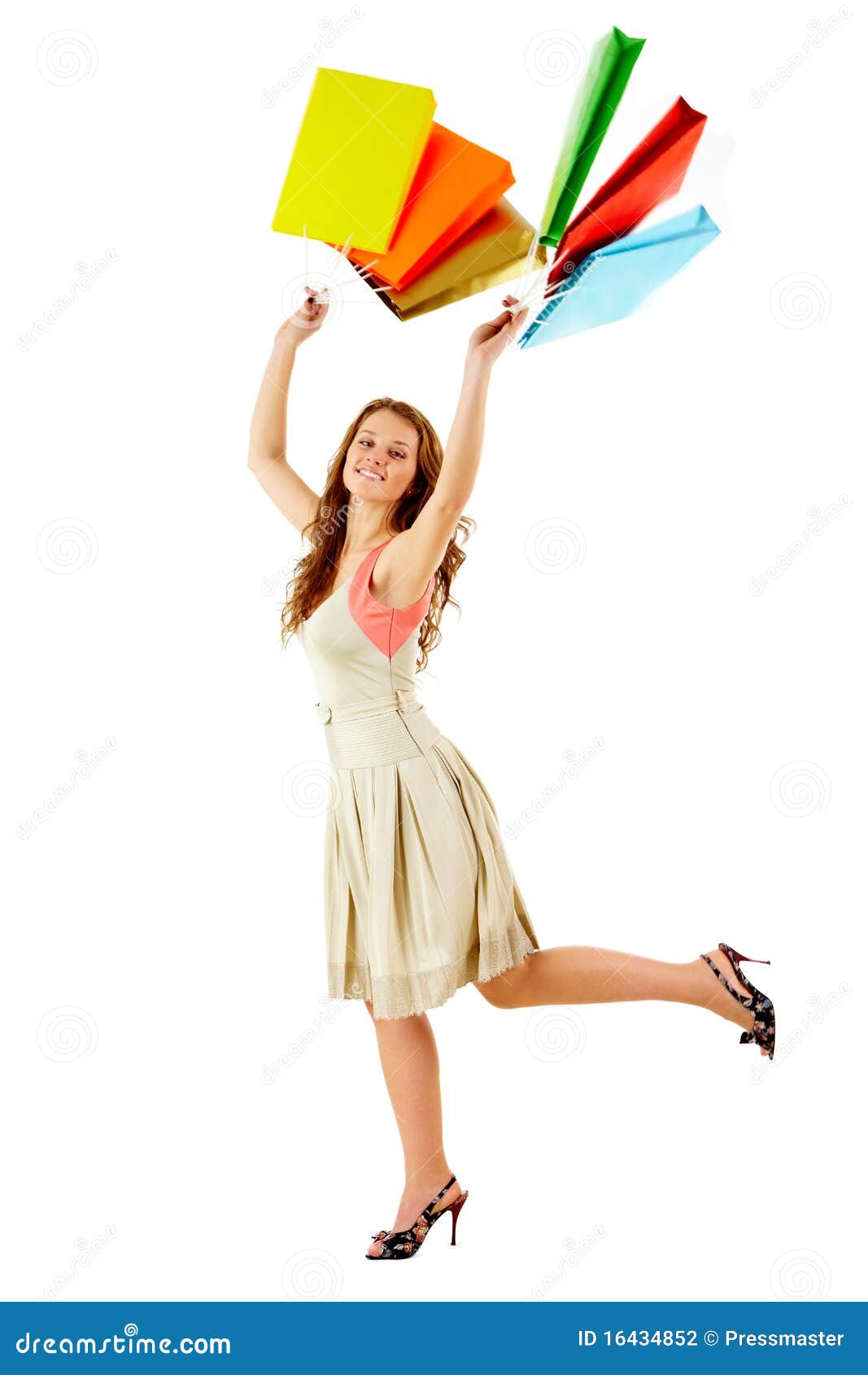 Happy shopper stock photo. Image of female, buyer, handbag - 16434852