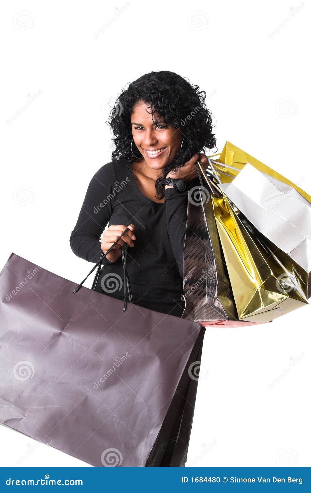 Happy shopper stock photo. Image of female, smile, presents - 1684480