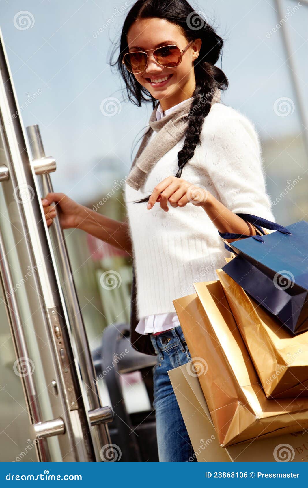 Happy shopper stock photo. Image of girl, lovely, paperbag - 23868106