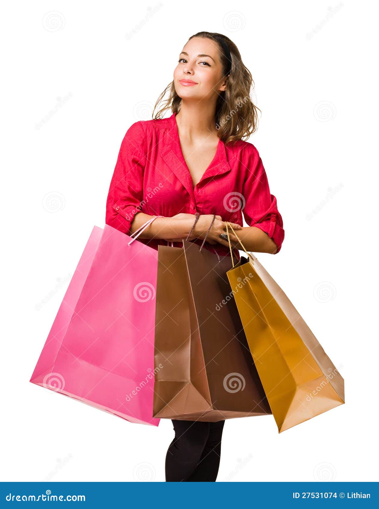 Happy shopper. stock photo. Image of posing, lovely, isolated - 27531074