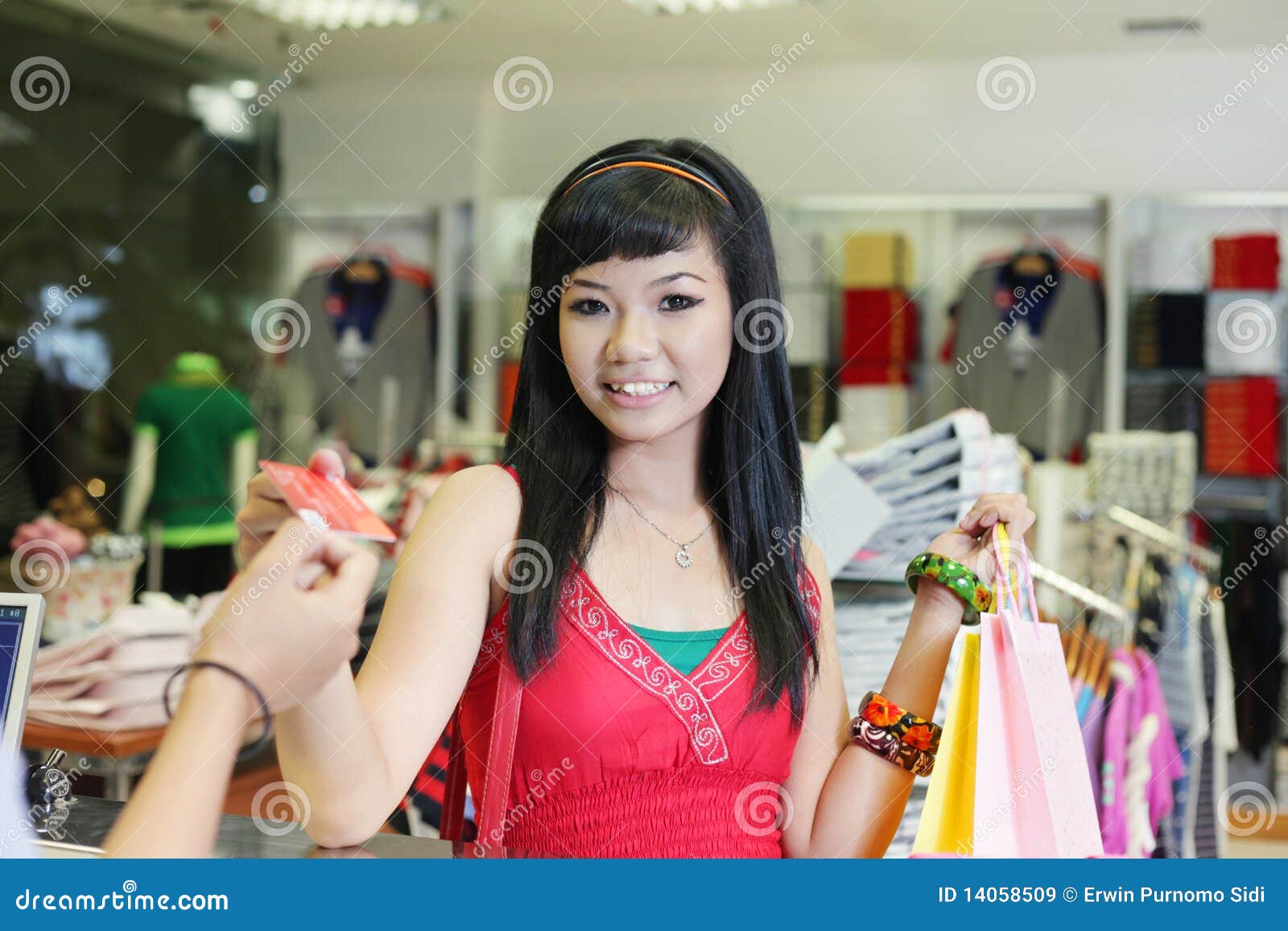 Happy shopping stock image. Image of female, shop, expression - 14058509