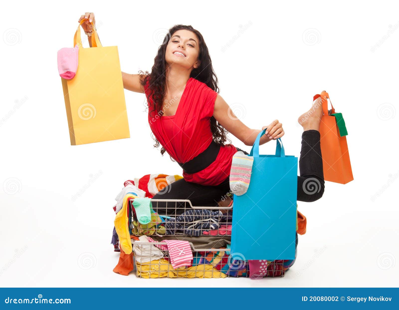 Happy shopping stock photo. Image of isolated, hair, heap - 20080002