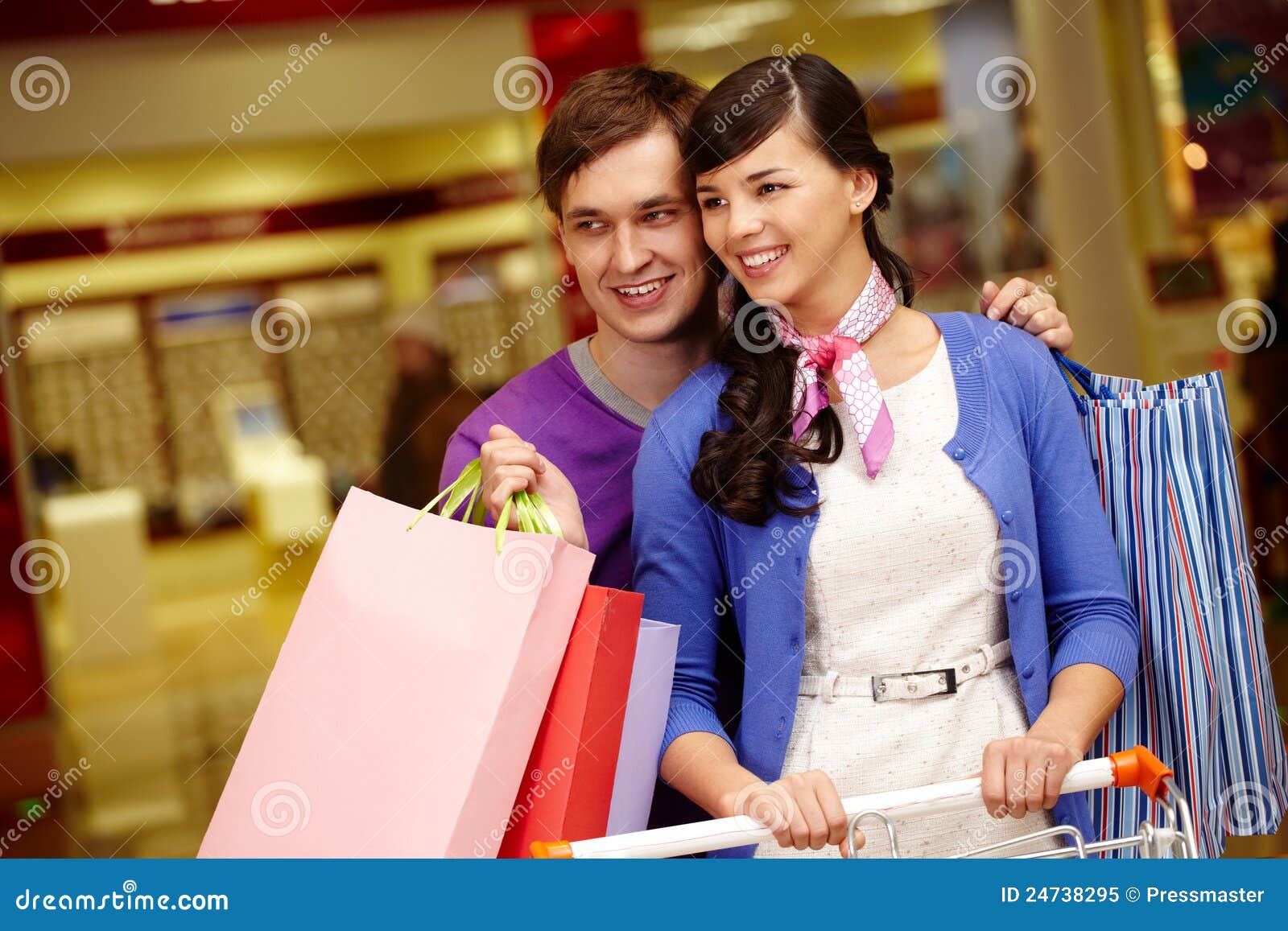 Happy shopping stock image. Image of paperbag, adult - 24738295
