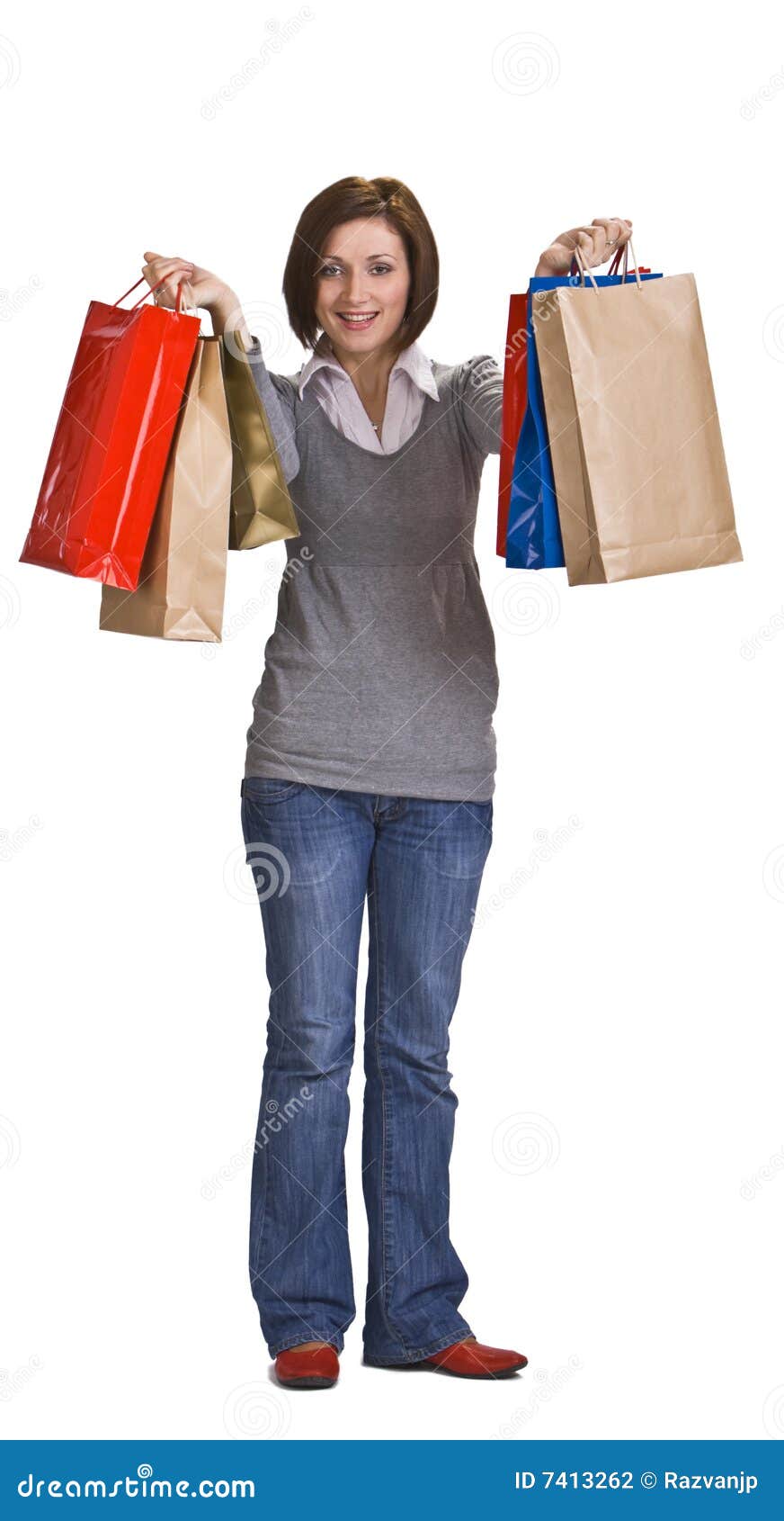 Happy shopping stock photo. Image of attractive, gifts - 7413262