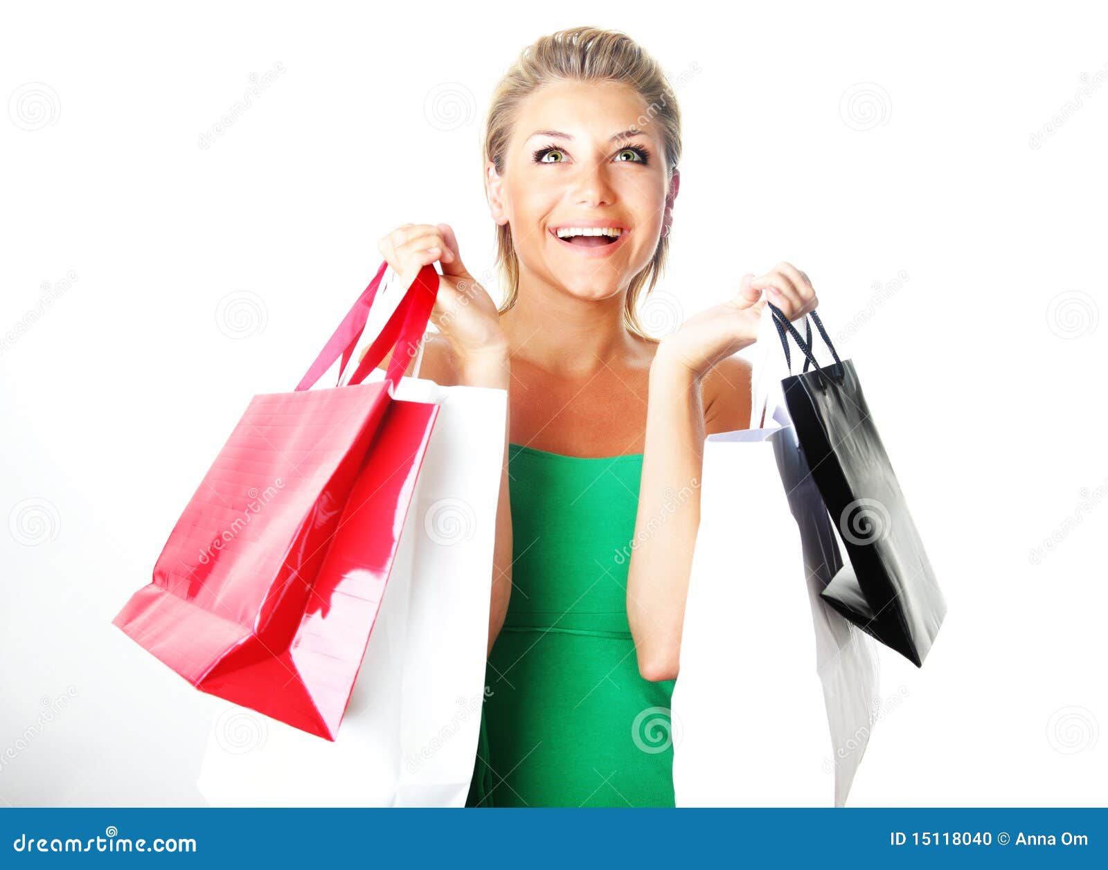 Happy shopping girl stock photo. Image of model, female - 15118040