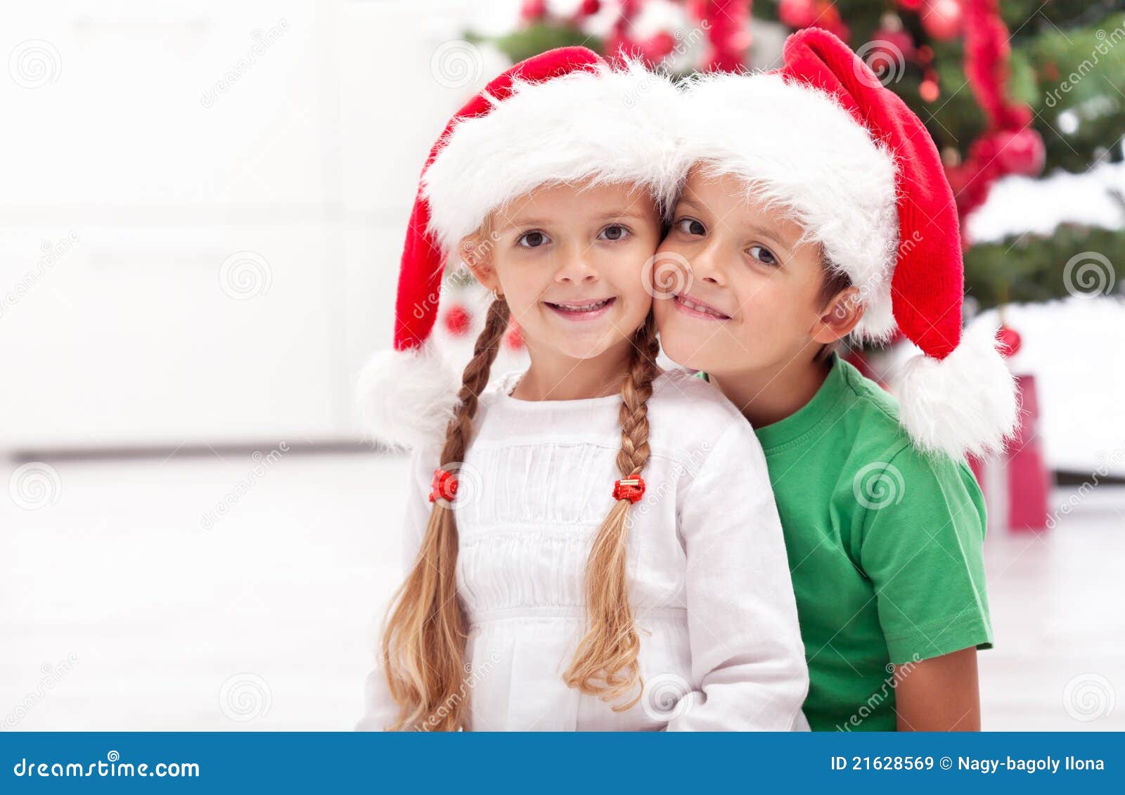 Happy Siblings at Christmas Time Stock Image - Image of child, holiday ...