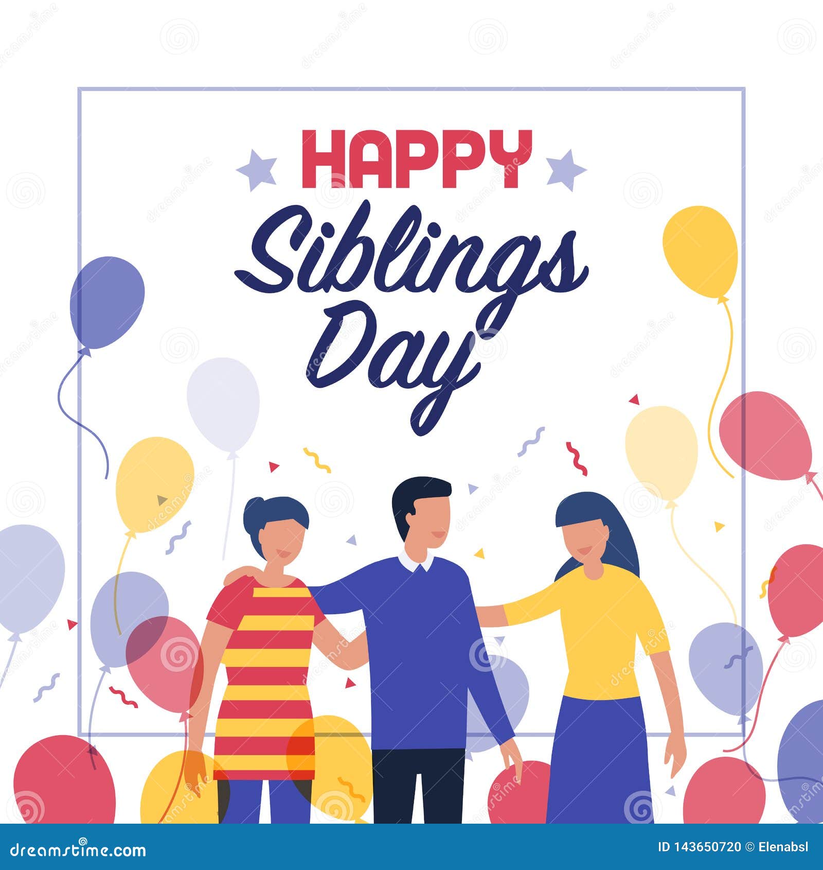Happy Siblings Day Greeting. Hand Drawn Lettering Vector Illustration ...