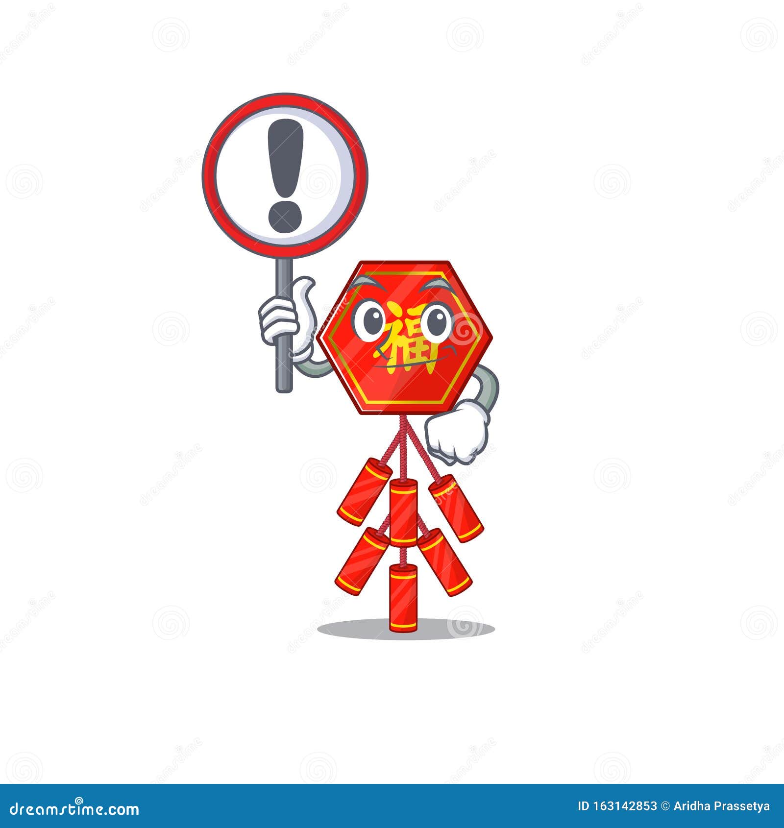 Happy with Sign Warning Chinese Firecracker Isolated the Character ...