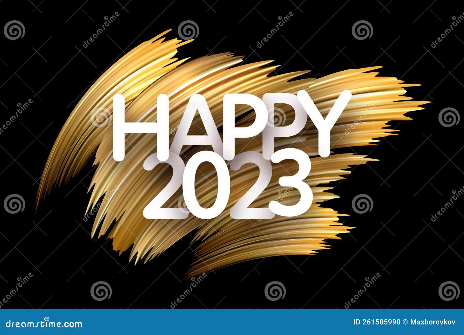 Happy 2023 Sign on Brush Strokes Background Stock Vector - Illustration of party, celebrate ...