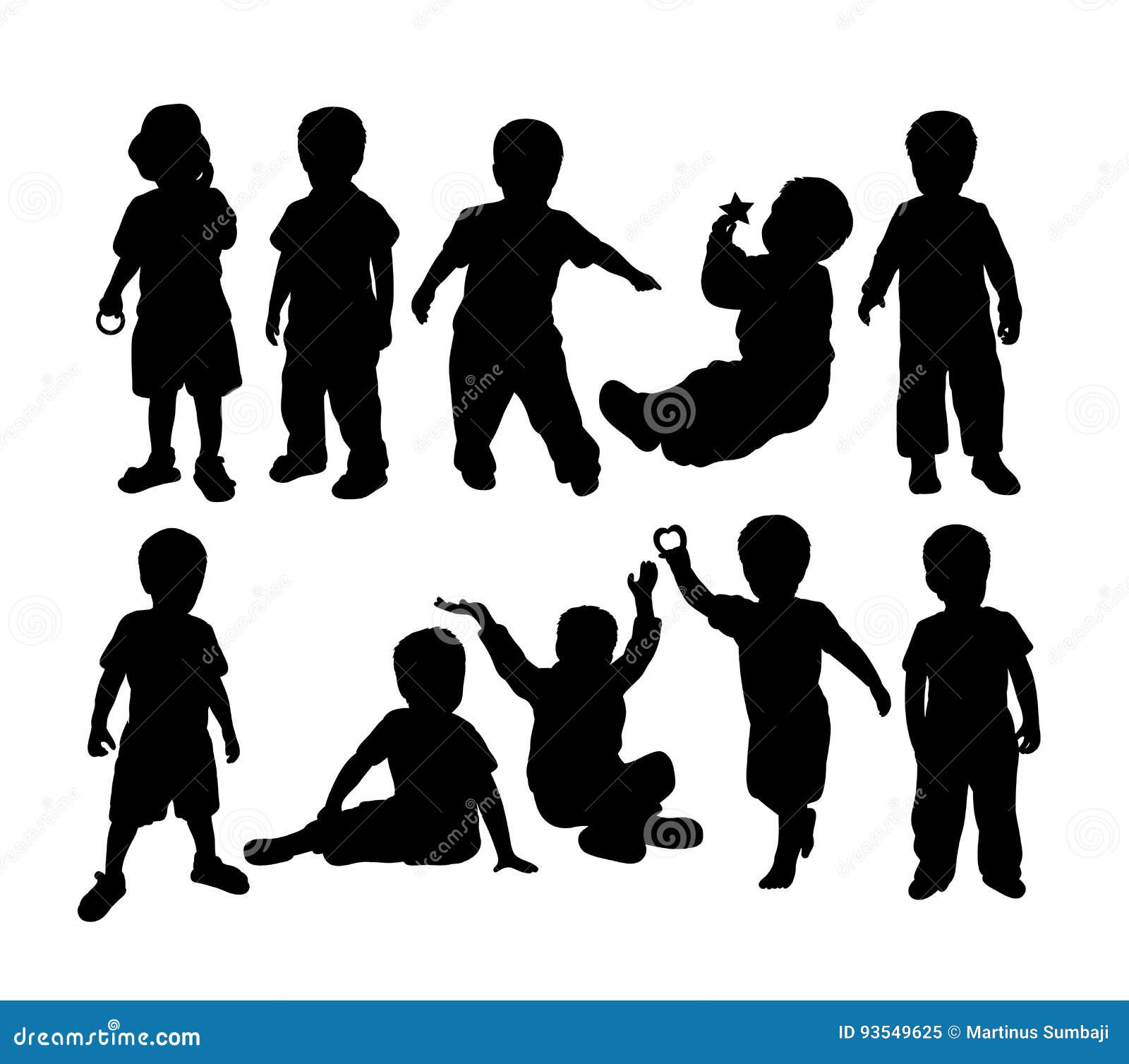 Happy Silhouette Kids Plying Activity, Art Vector Design Stock Vector ...