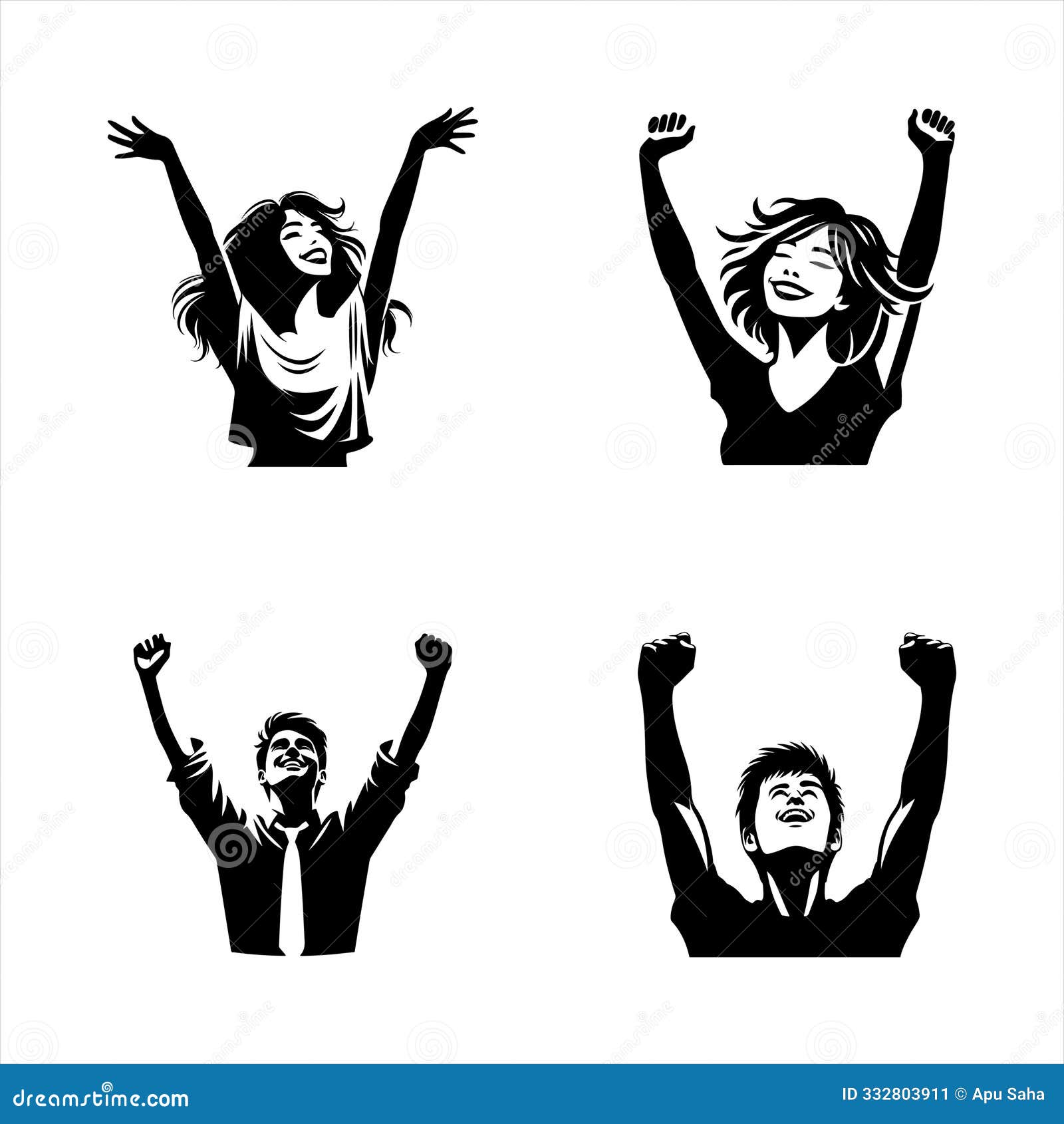 Happy Silhouette Vector, Joyful Outline Design Eps Stock Illustration ...