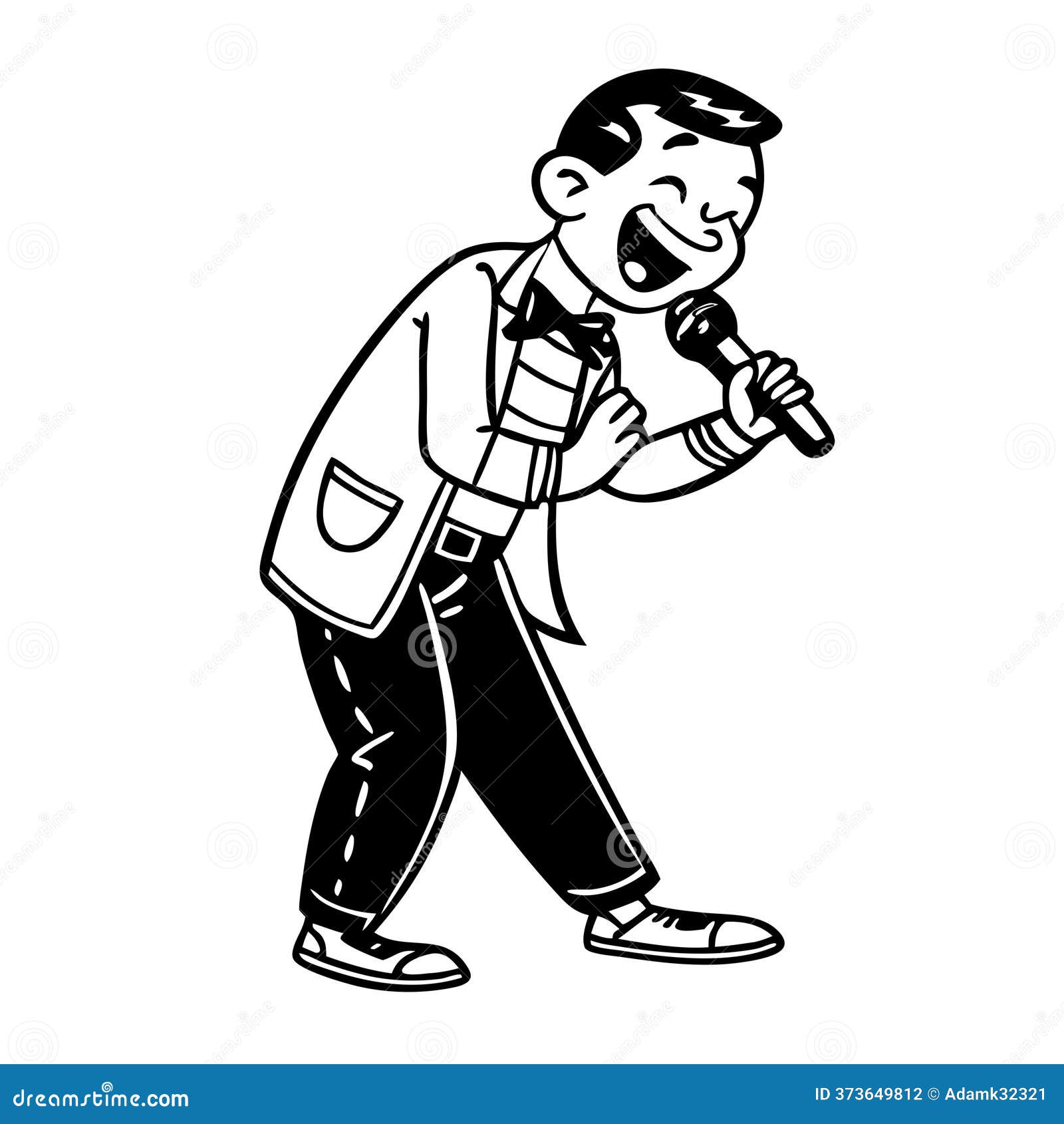 Happy Man Singer, Rock Vocalist Or Punk Rocker Wearing Cap And Singing ...