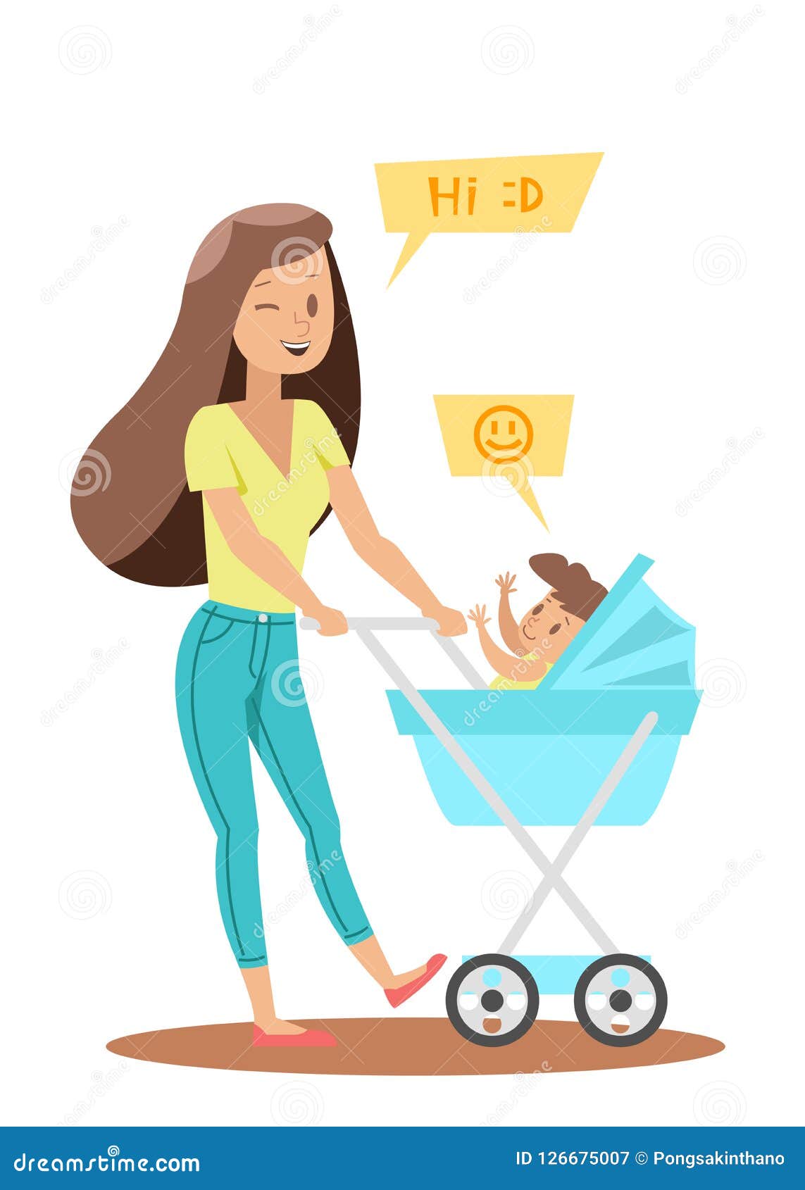 Happy Single Mom Character Design Stock Vector - Illustration of ...