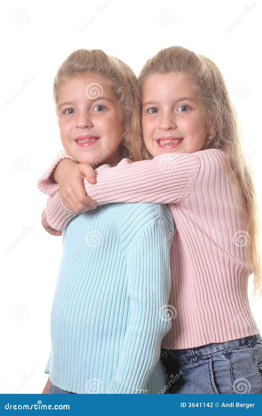 Happy Sisters Hug Vertical On White Stock Photo - Image: 3641142
