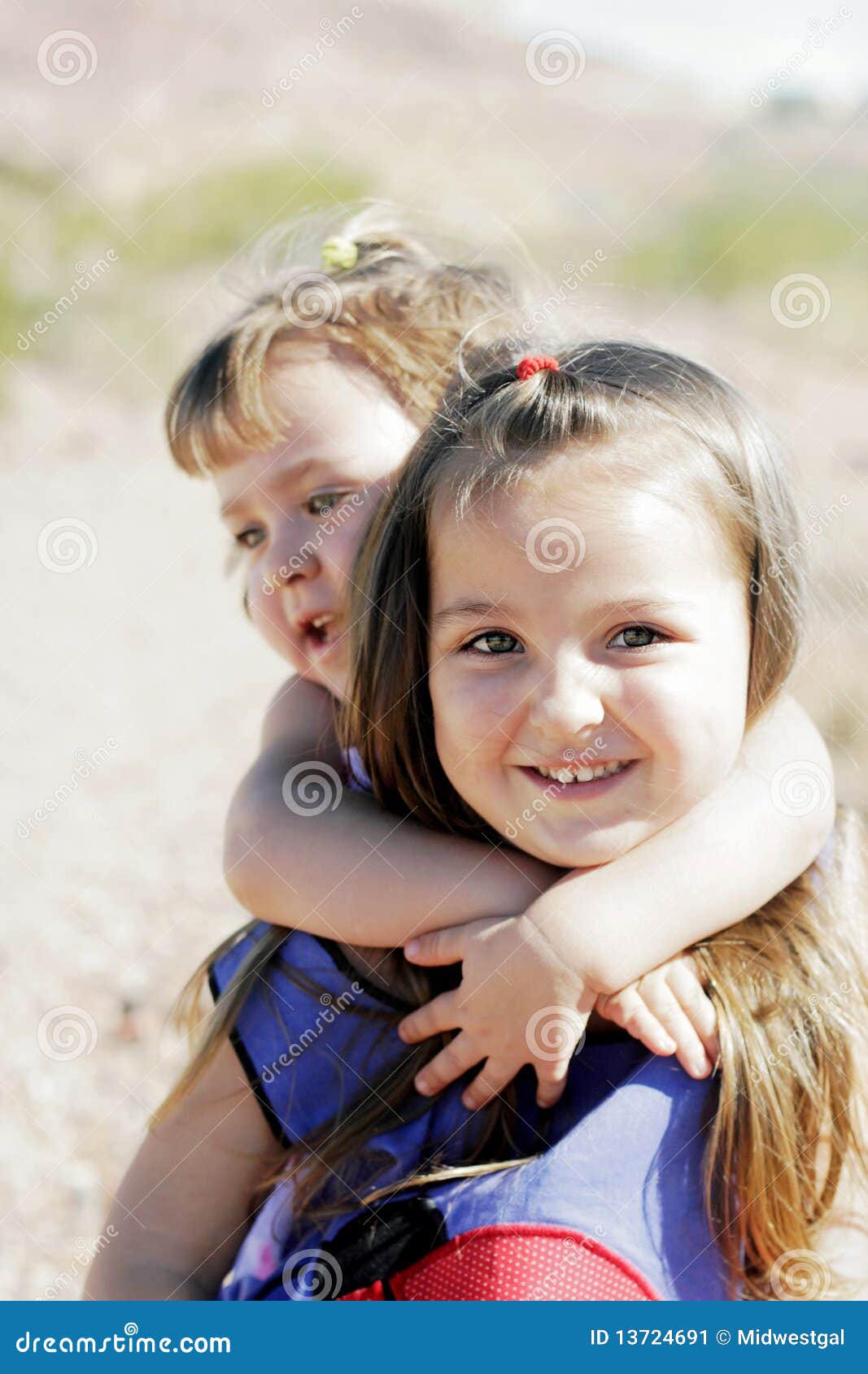 Happy Sisters & a Piggyback Ride Stock Image - Image of carrying ...
