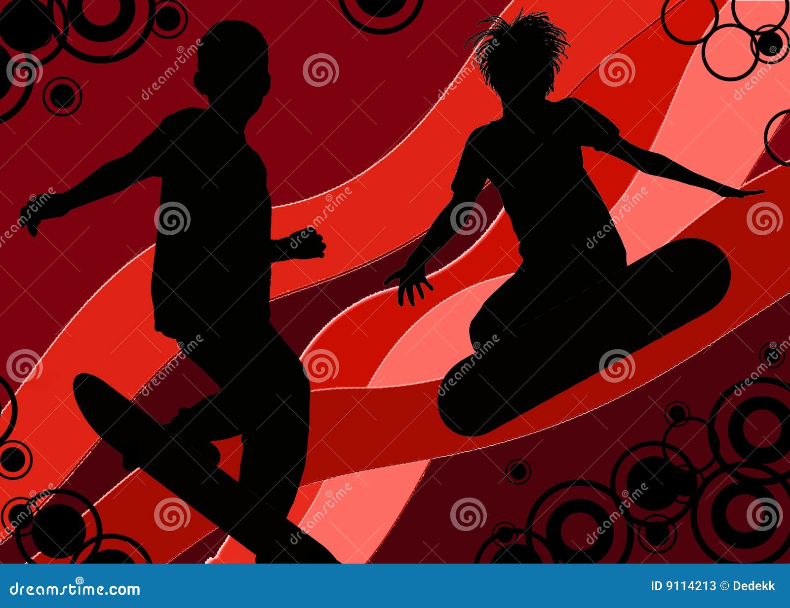 Happy skateboarders stock illustration. Illustration of lifestyle - 9114213