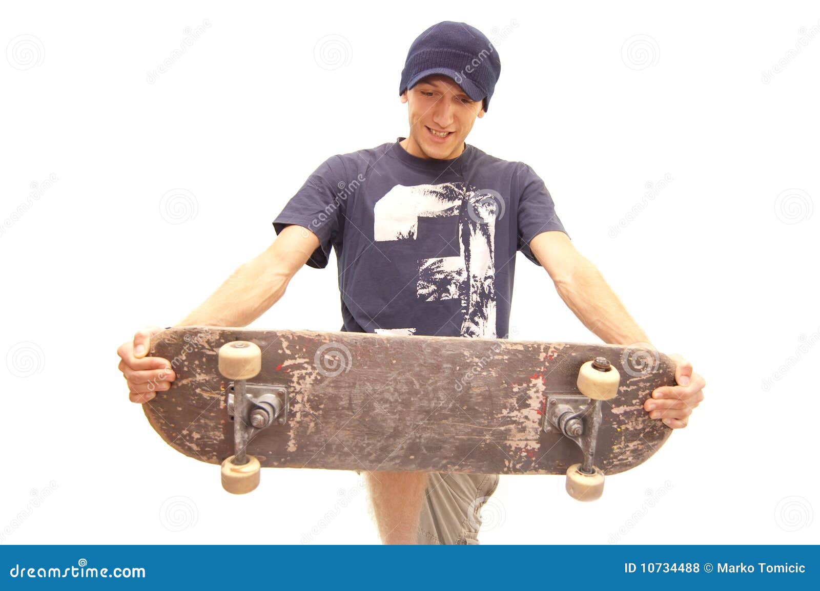 Happy skater stock photo. Image of dynamic, shirt, studio - 10734488