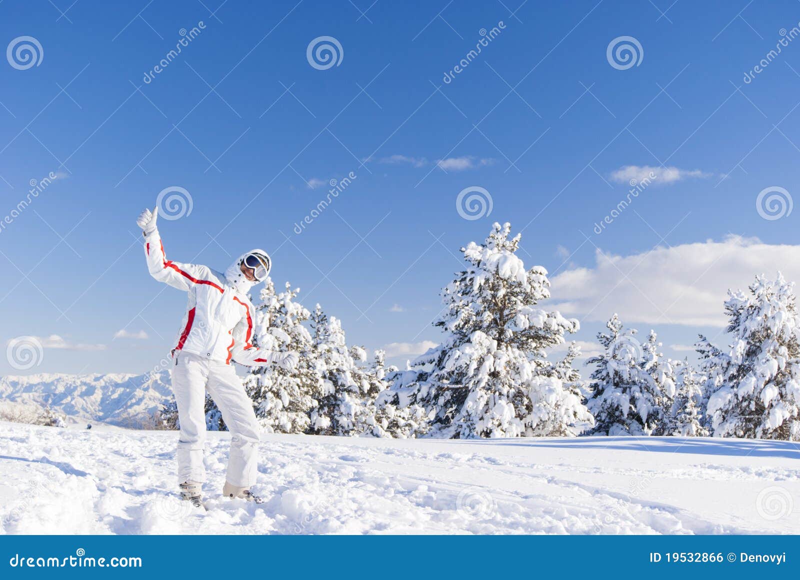 Happy Skier On The Top Of Mountain Stock Photo - Image of peak ...