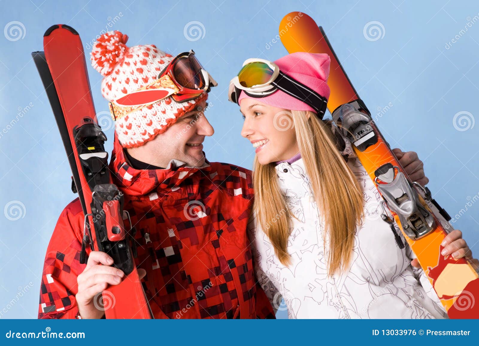 Happy skiers stock photo. Image of blue, adult, leisure - 13033976