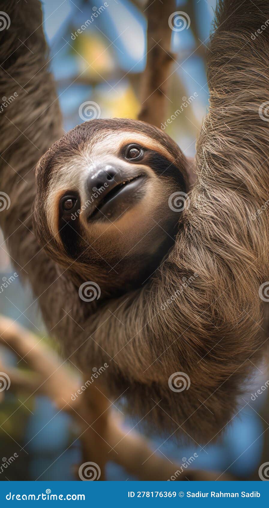 Happy Sloth Hanging On A Tree. Stock Image | CartoonDealer.com #278176369