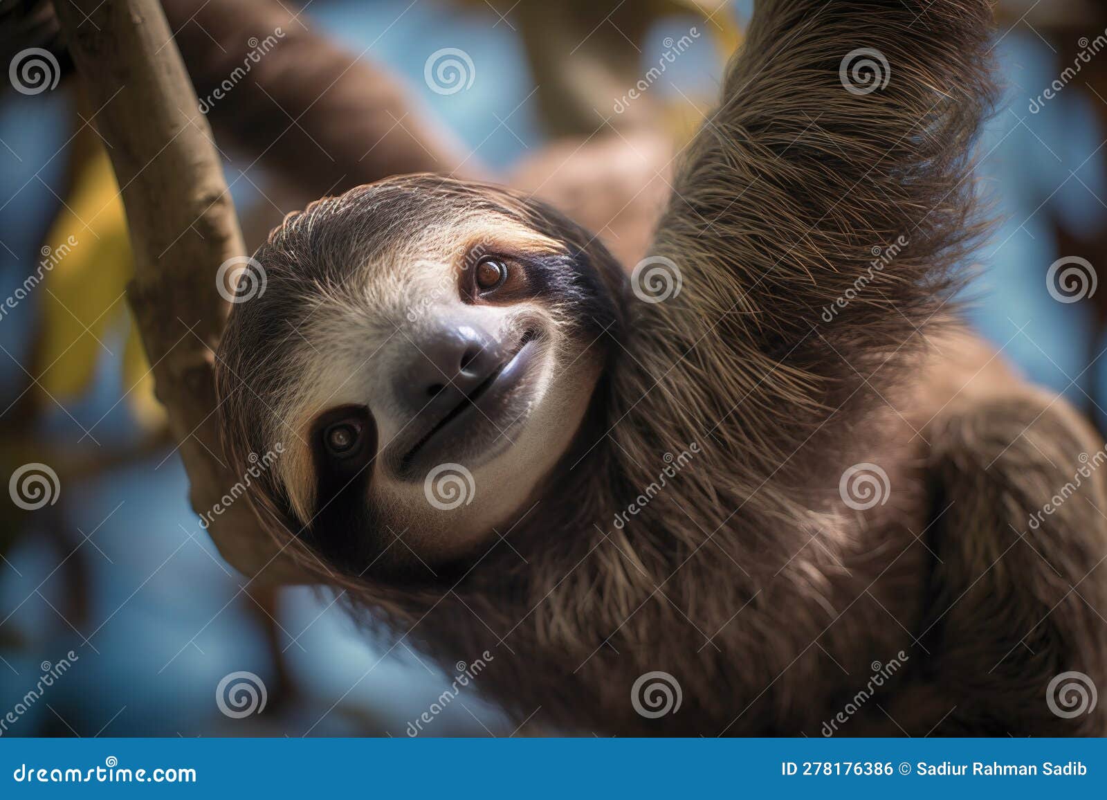 Happy Sloth Hanging On A Tree. Stock Photo | CartoonDealer.com #278176386