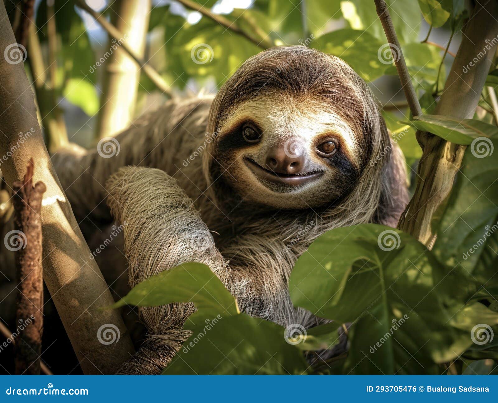 Happy sloth stock illustration. Illustration of sleeping - 293705476