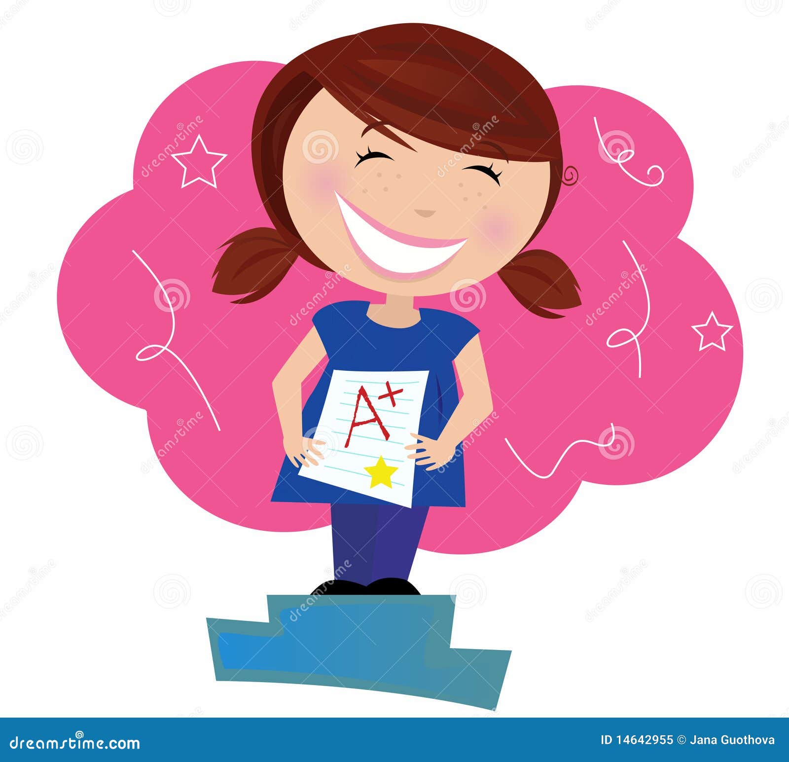 Happy Small Child Dreaming about Good Grades Stock Vector ...