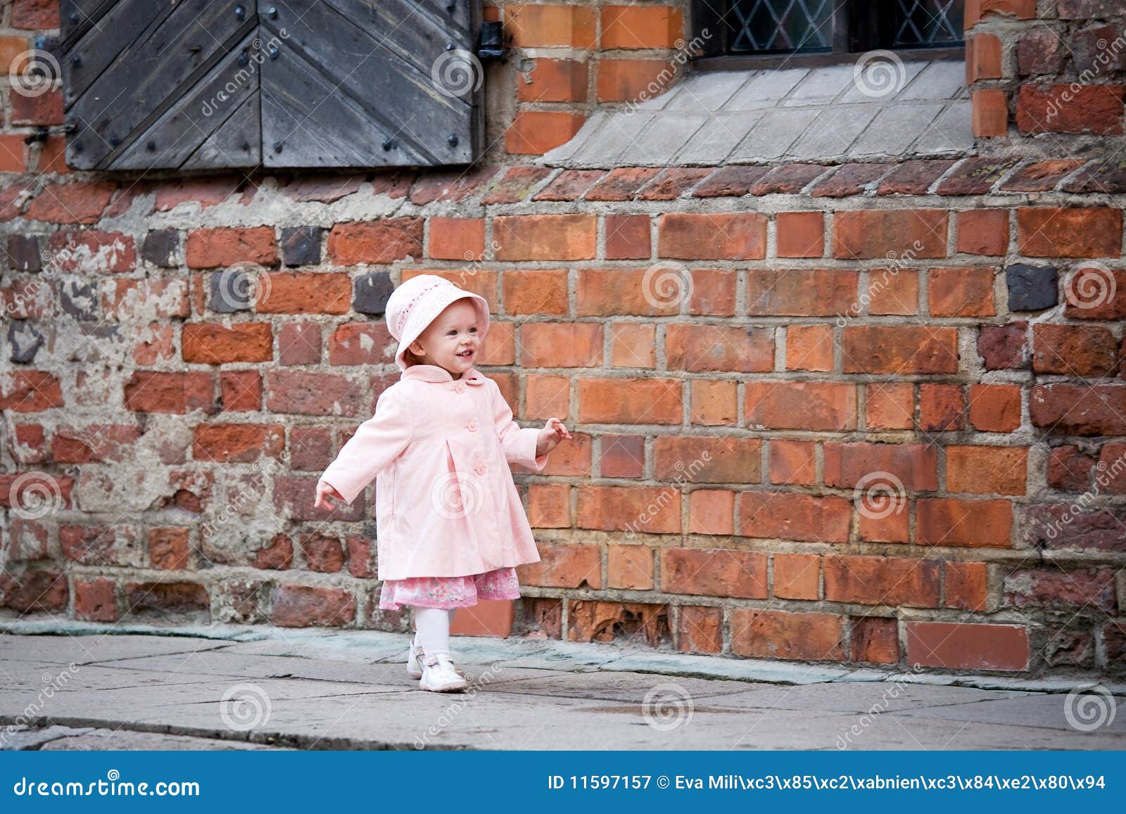 Happy Small Girl Moving Forward Stock Image - Image of independent ...