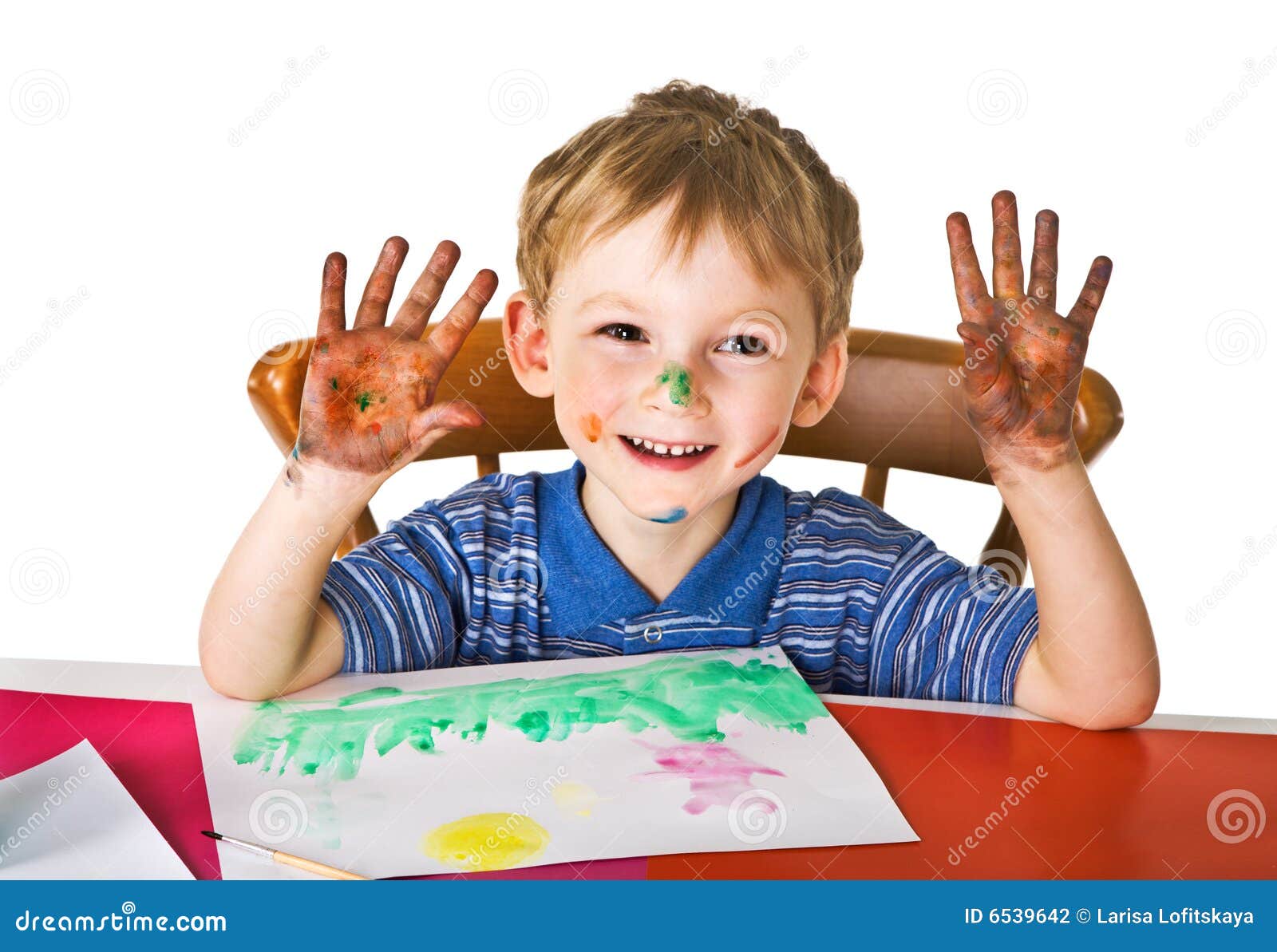 Happy small painter stock photo. Image of color, paintbrush - 6539642