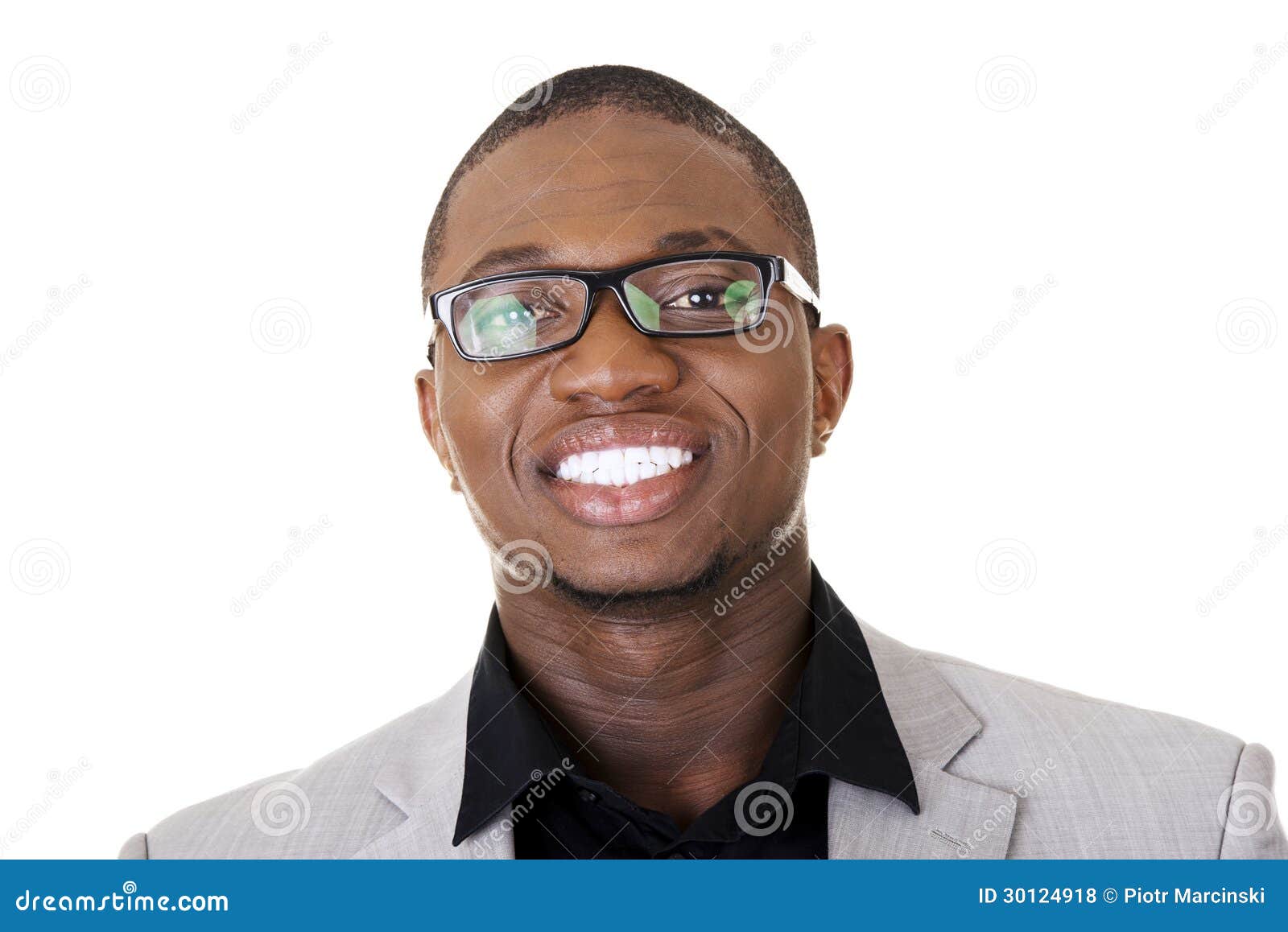 Happy Smart Black Businessman Smiling Stock Photo - Image of attractive ...