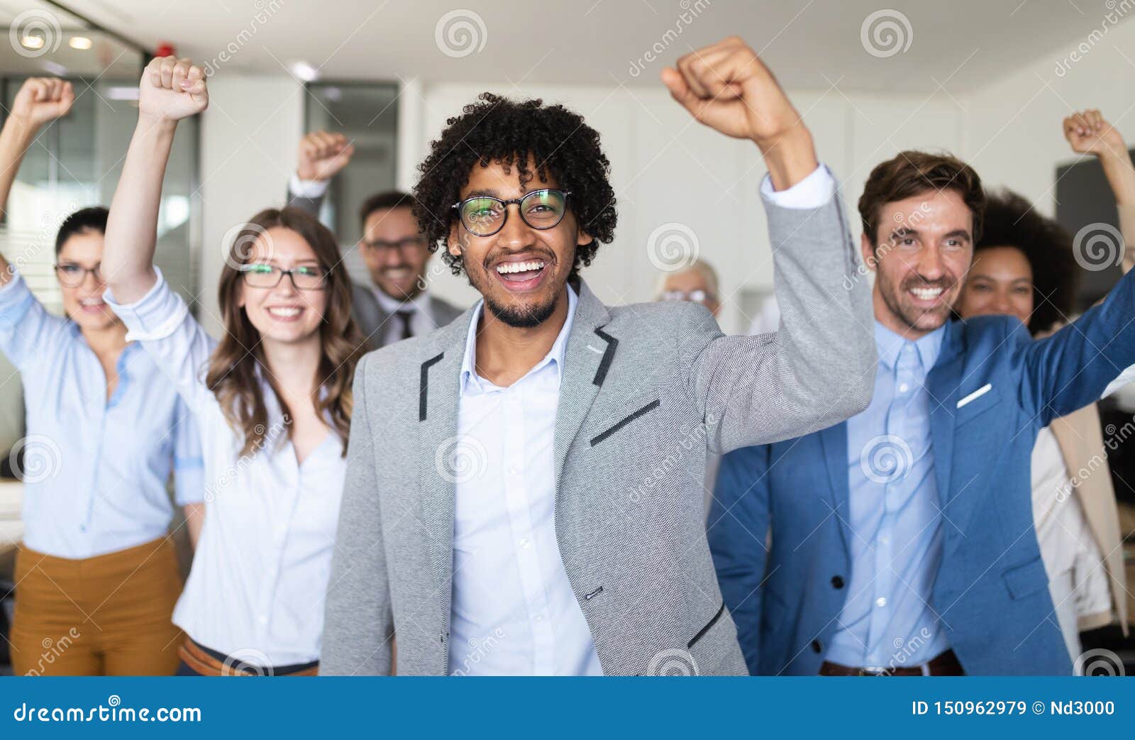 Happy Business People Celebrating Success At Company Stock Image