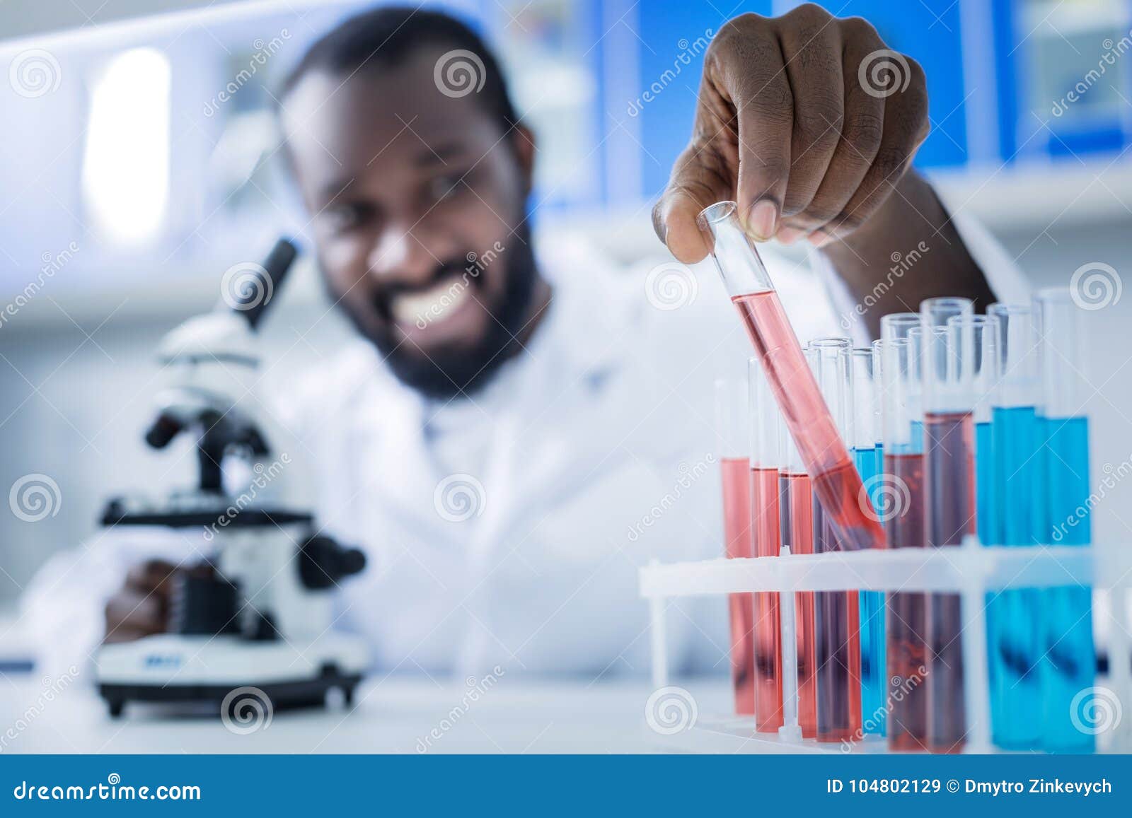 Happy Smart Scientist Doing an Analysis Stock Image - Image of ...