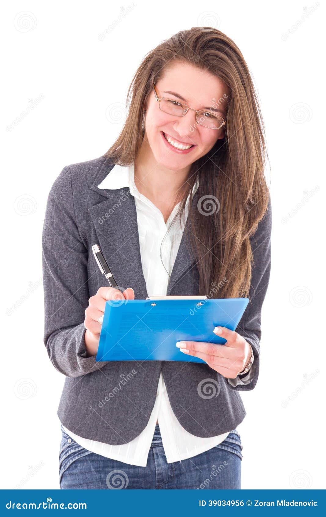 Happy Smart Student Girl Holding Notebook and Smiling Stock Photo ...