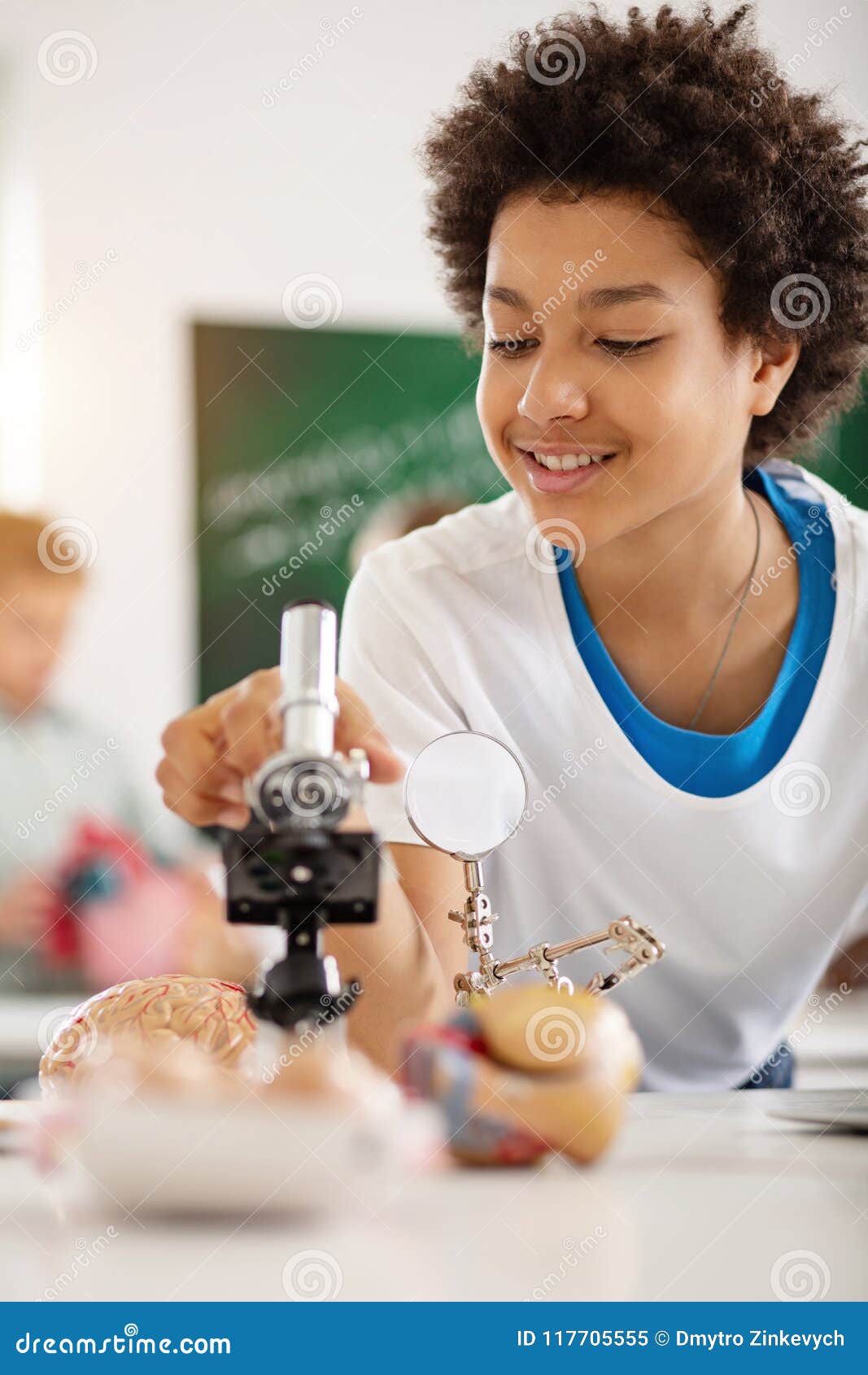 This Is Genius. Happy Girl Genius Holding Blank Paper Sheet On Yellow ...