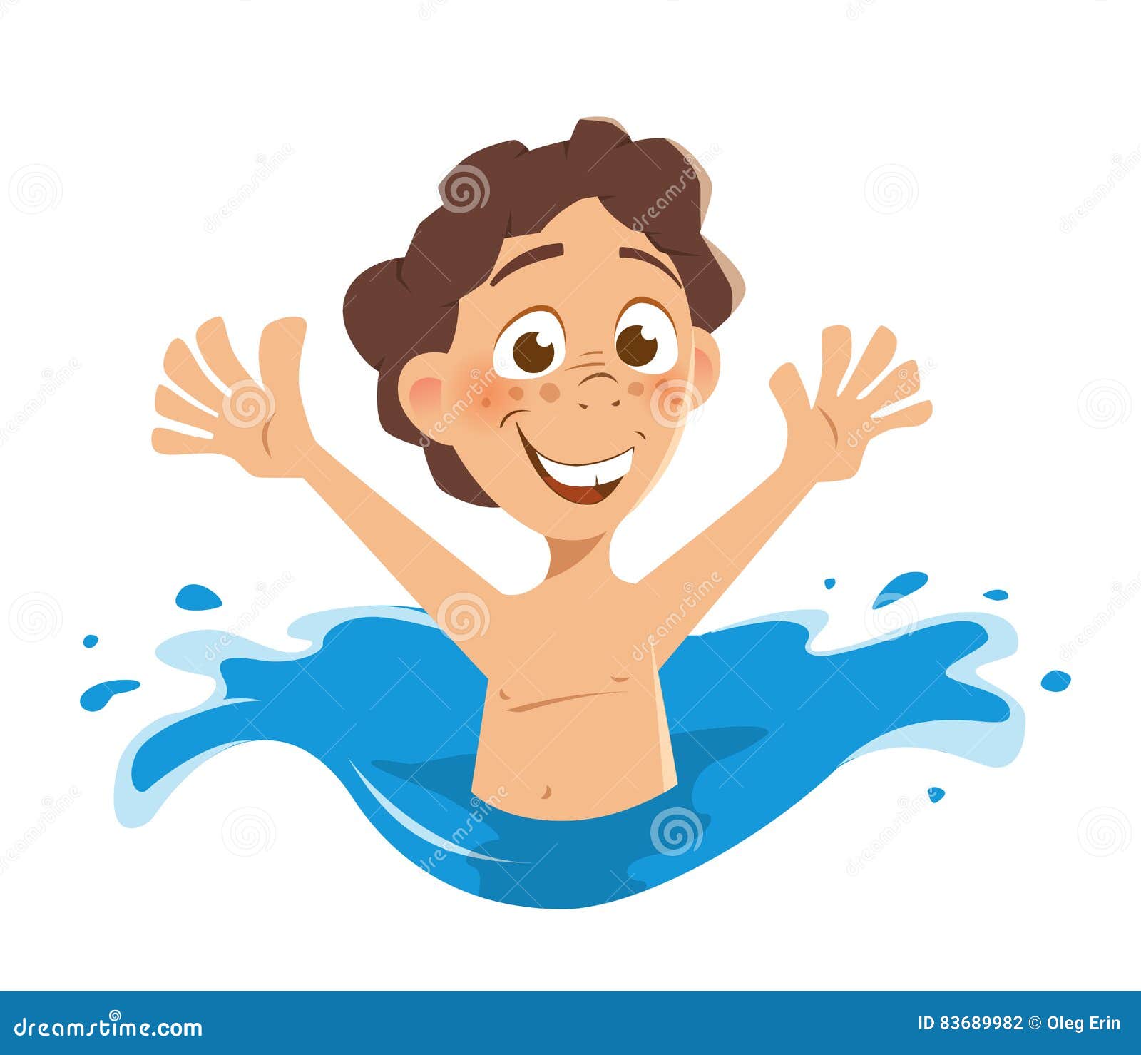 Happy Smile Boy Kid Splashing in Water Stock Vector - Illustration of ...