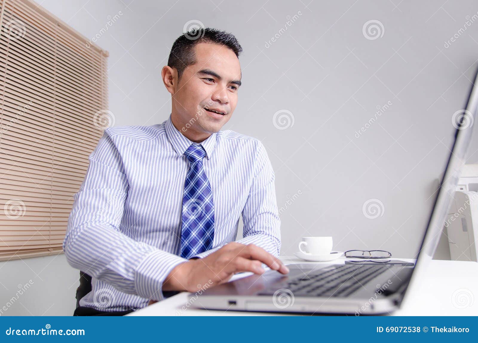 Happy Smile Business Man Using Laptop Computer in Office Stock Photo ...