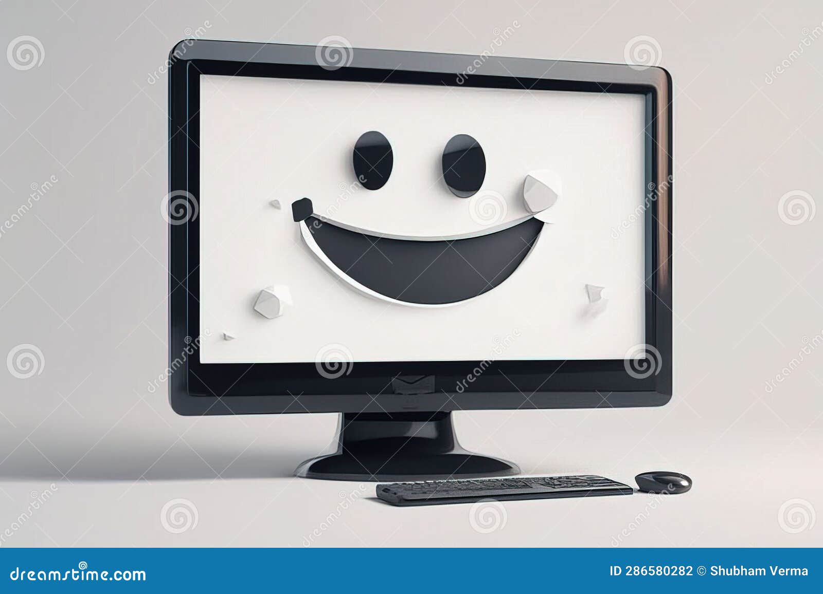 Happy Smile Computer Mouse with Smile on a Computer Screen Stock ...