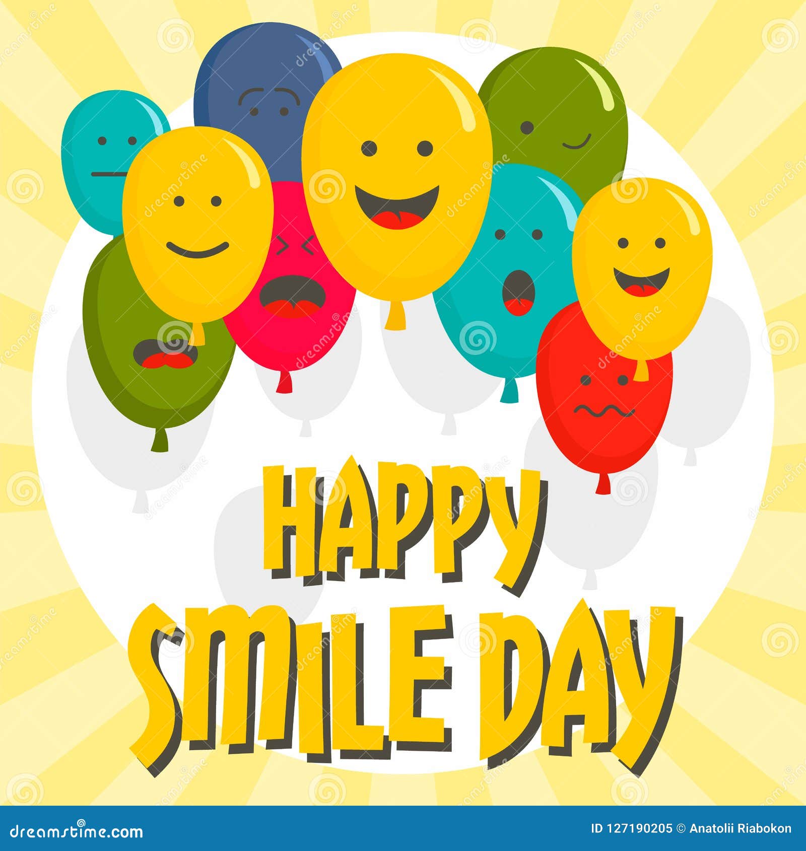 Happy Smile Day Concept Background, Flat Style Stock Illustration ...