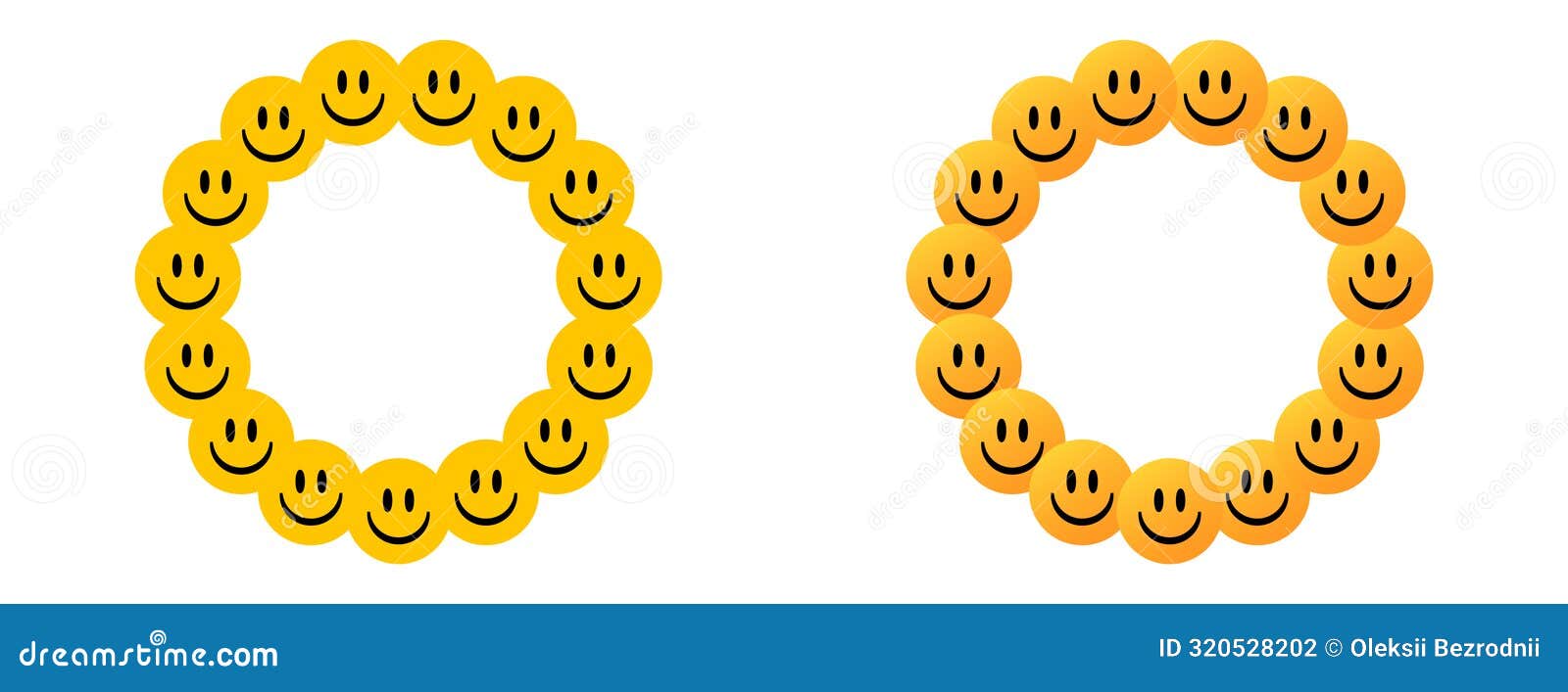 Happy Smile Face Circle Frame. Smiley Emoji Round Border Stock Vector ...
