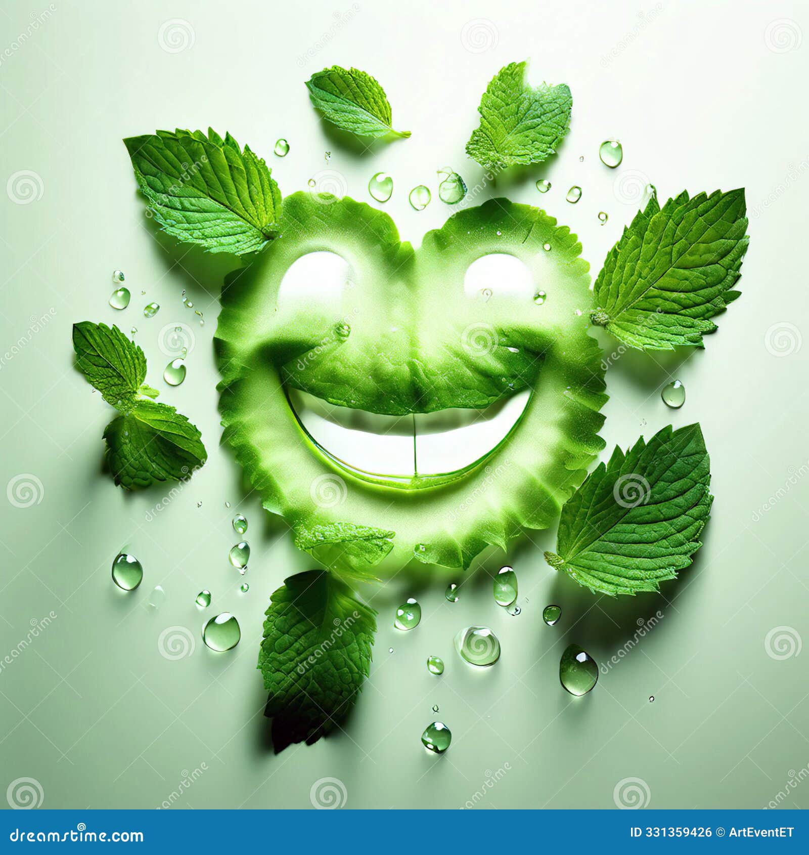 Happy Smile Made of Mint Leaves on White Stock Illustration ...