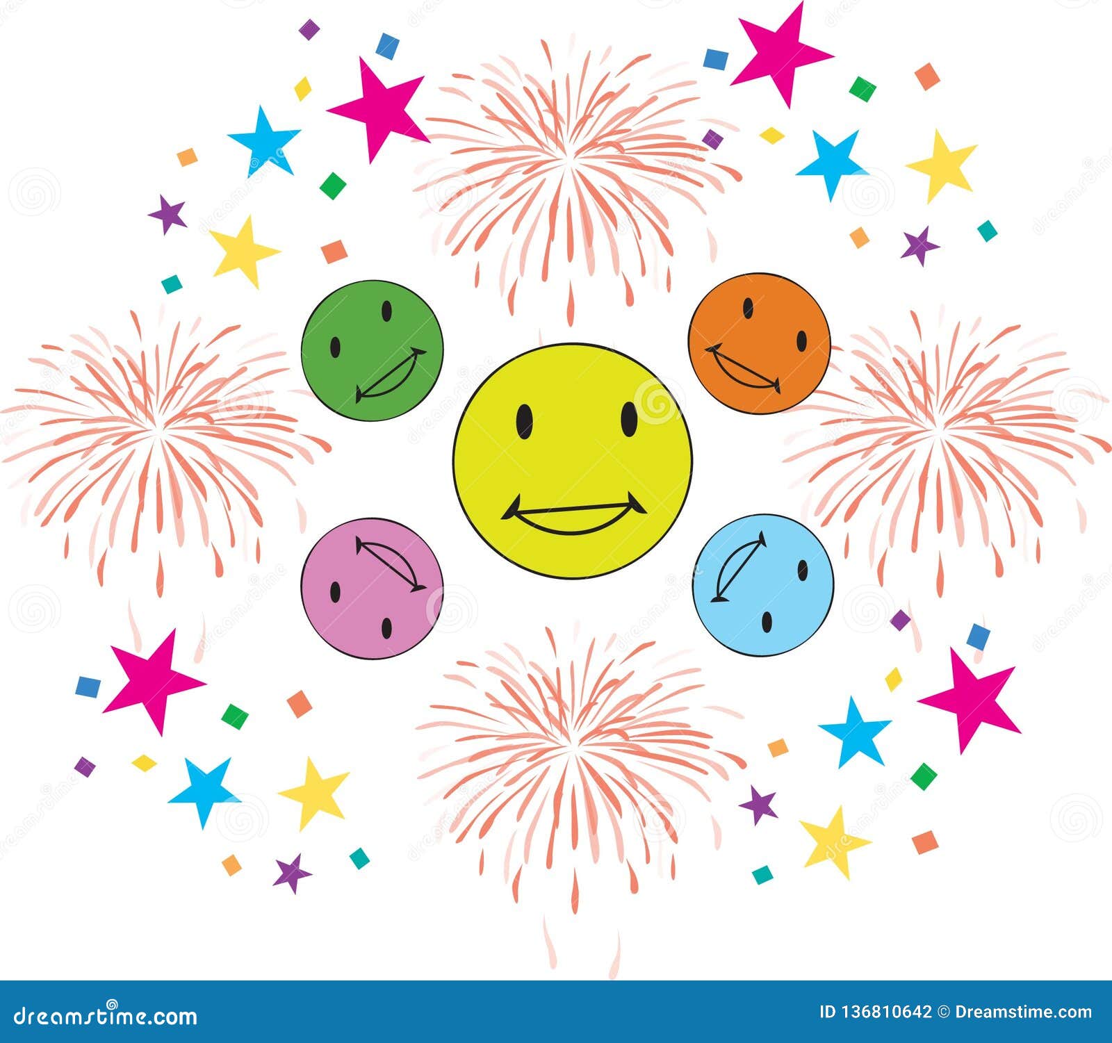 Happy Smiles Firework Confetti Stock Vector - Illustration of vector ...