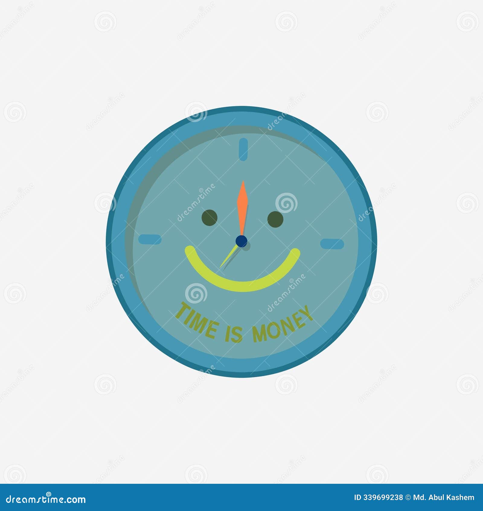 Happy Smiley Face Clock with the Text Word Phrase Time is Money Vector ...