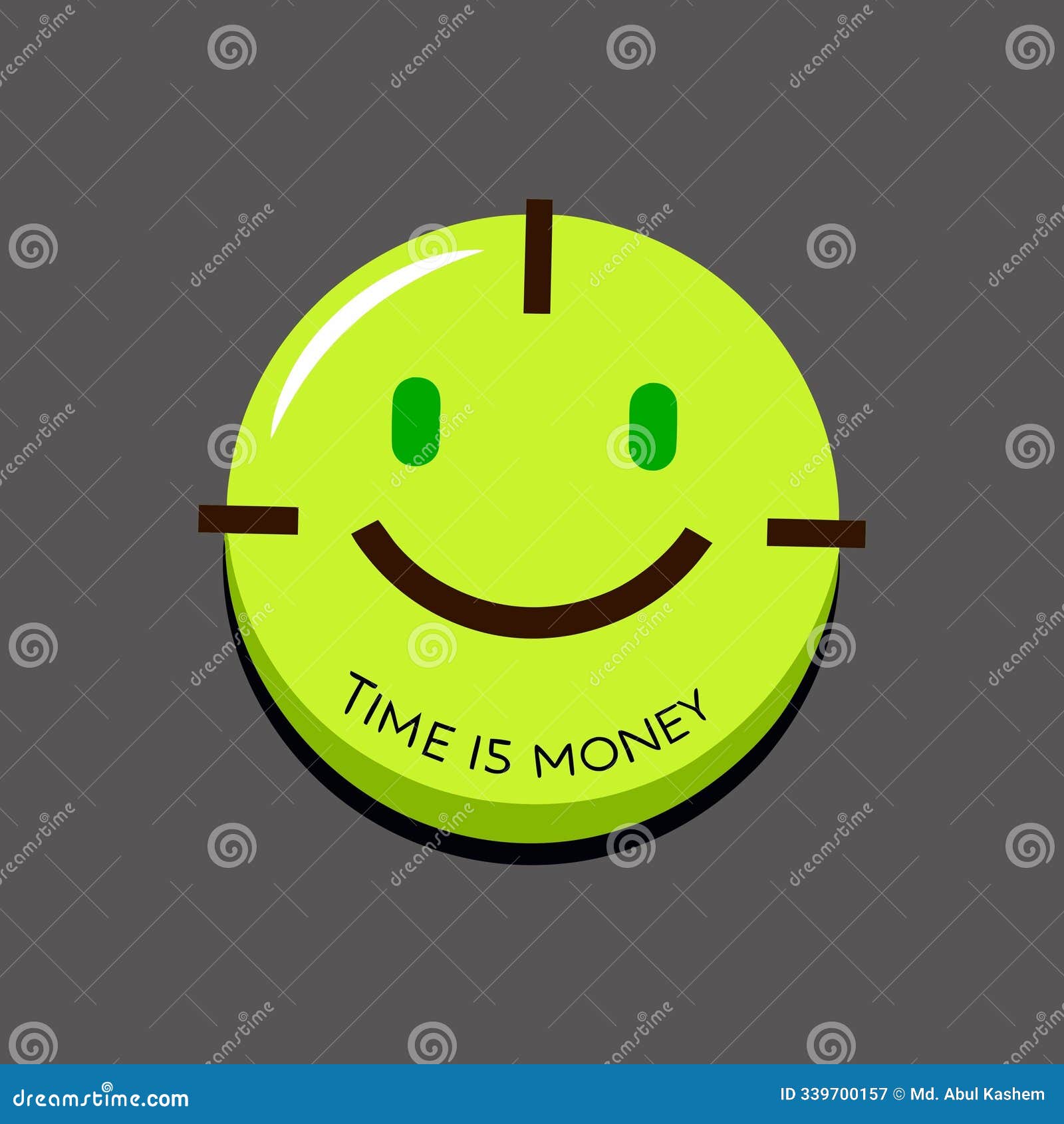 Happy Smiley Face Clock with the Text Word Phrase Time is Money Vector ...