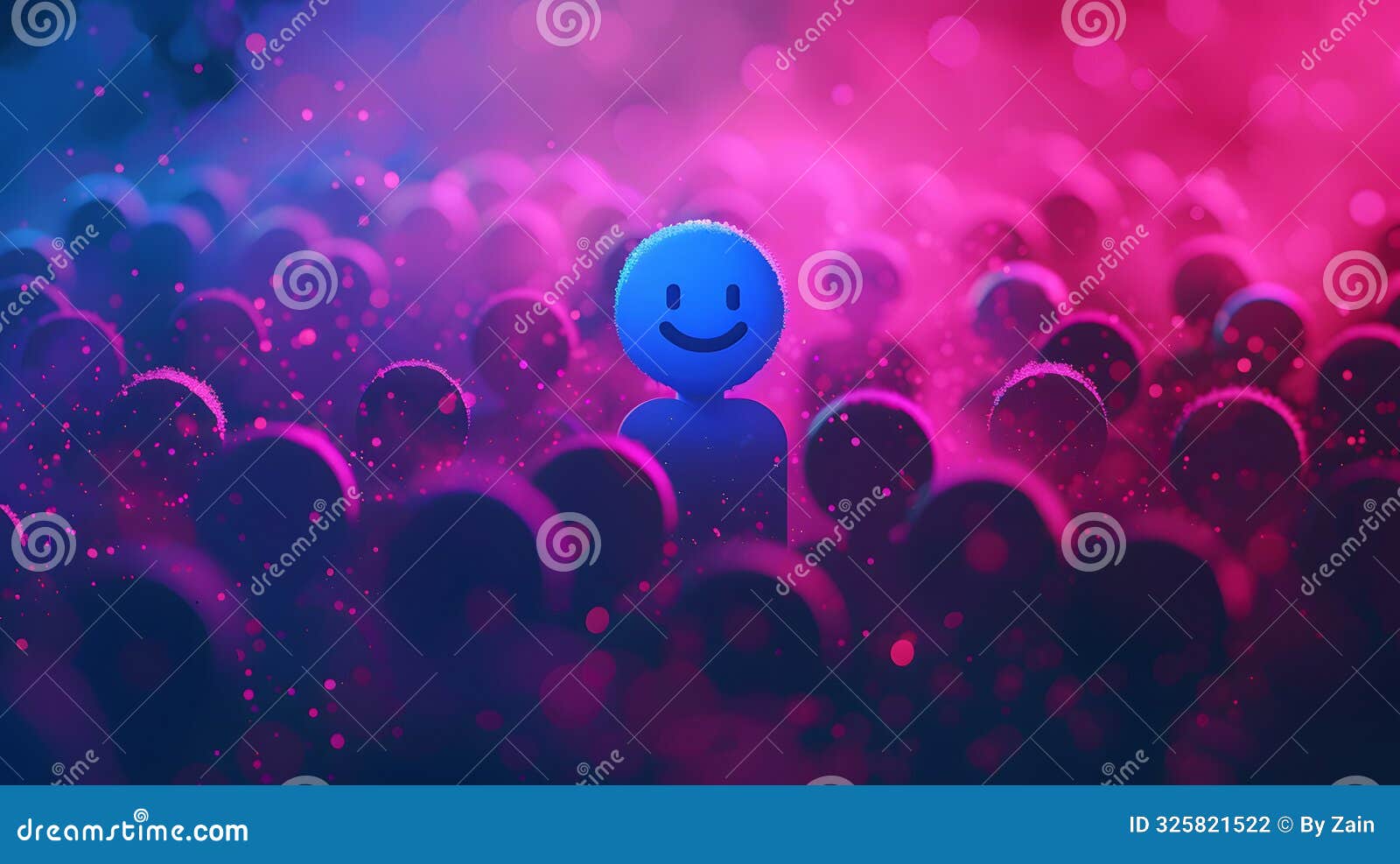 Happy Smiley Face Figure Standing in Crowd Stock Illustration ...