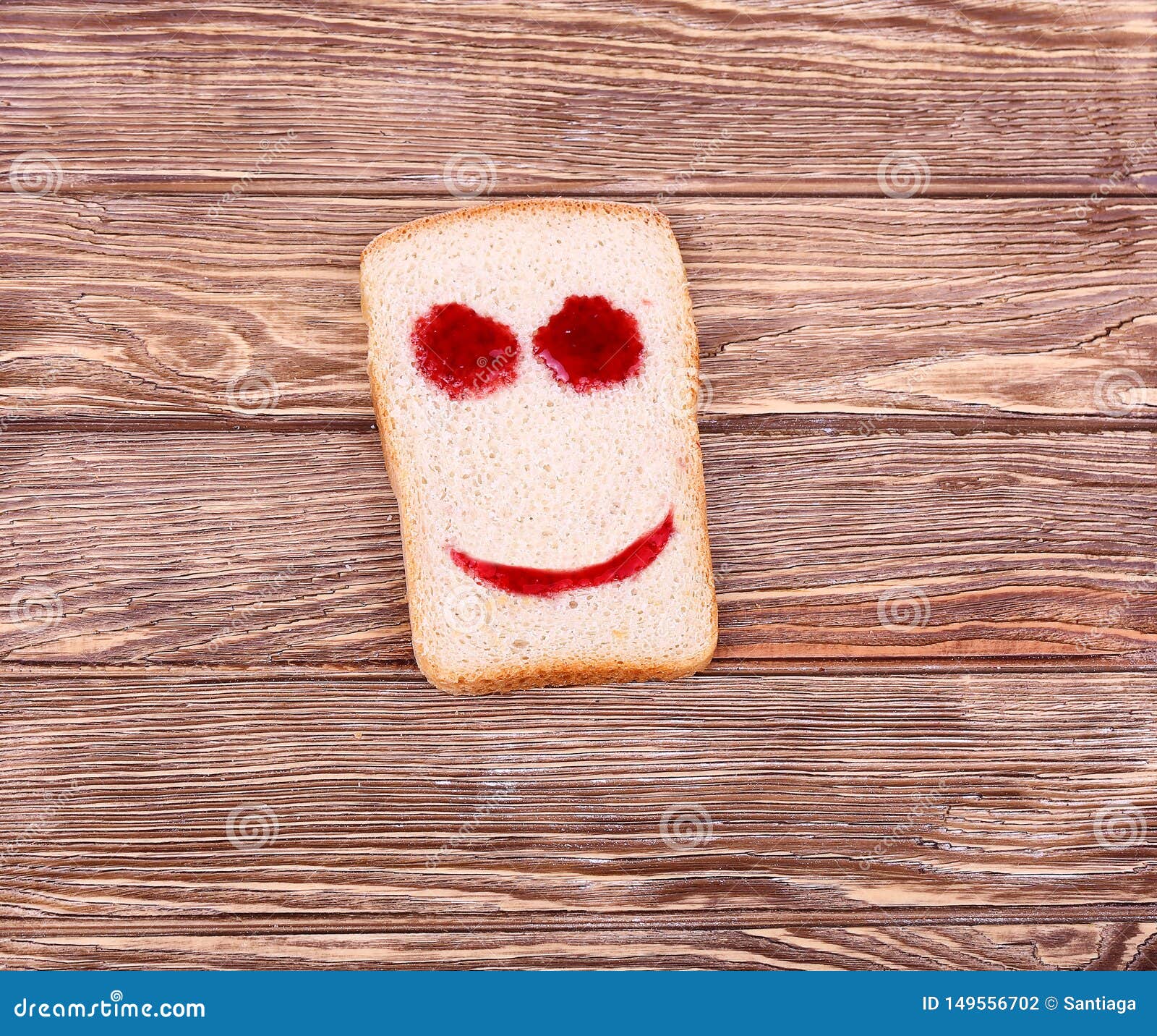 Happy Smiley Face Made of Ketchup on a Slice of Bread Stock Photo ...
