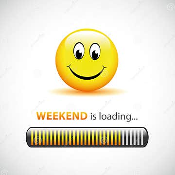Happy Smiley Face with Weekend Loading Bar Stock Vector - Illustration ...