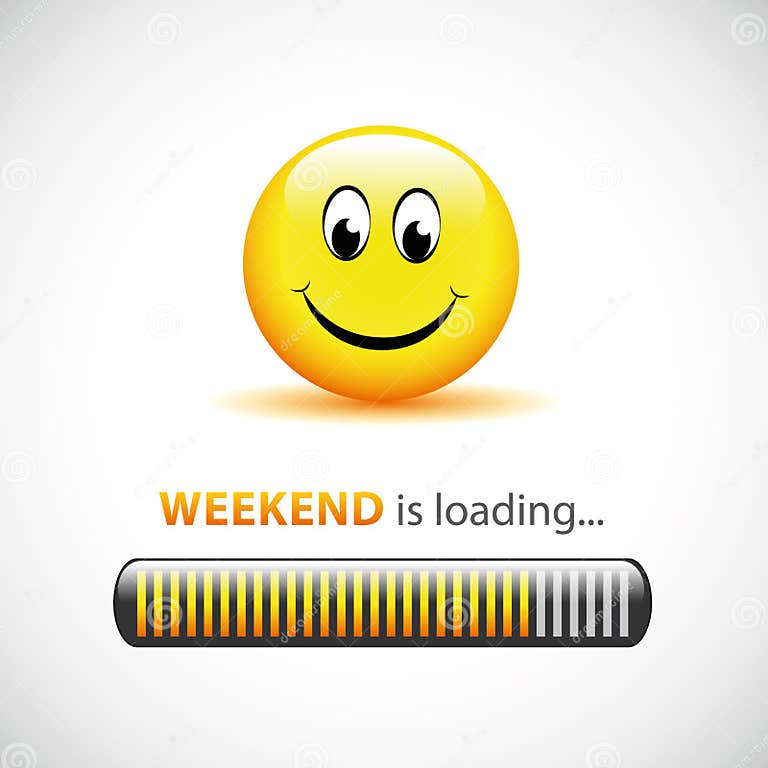 Happy Smiley Face with Weekend Loading Bar Stock Vector - Illustration ...