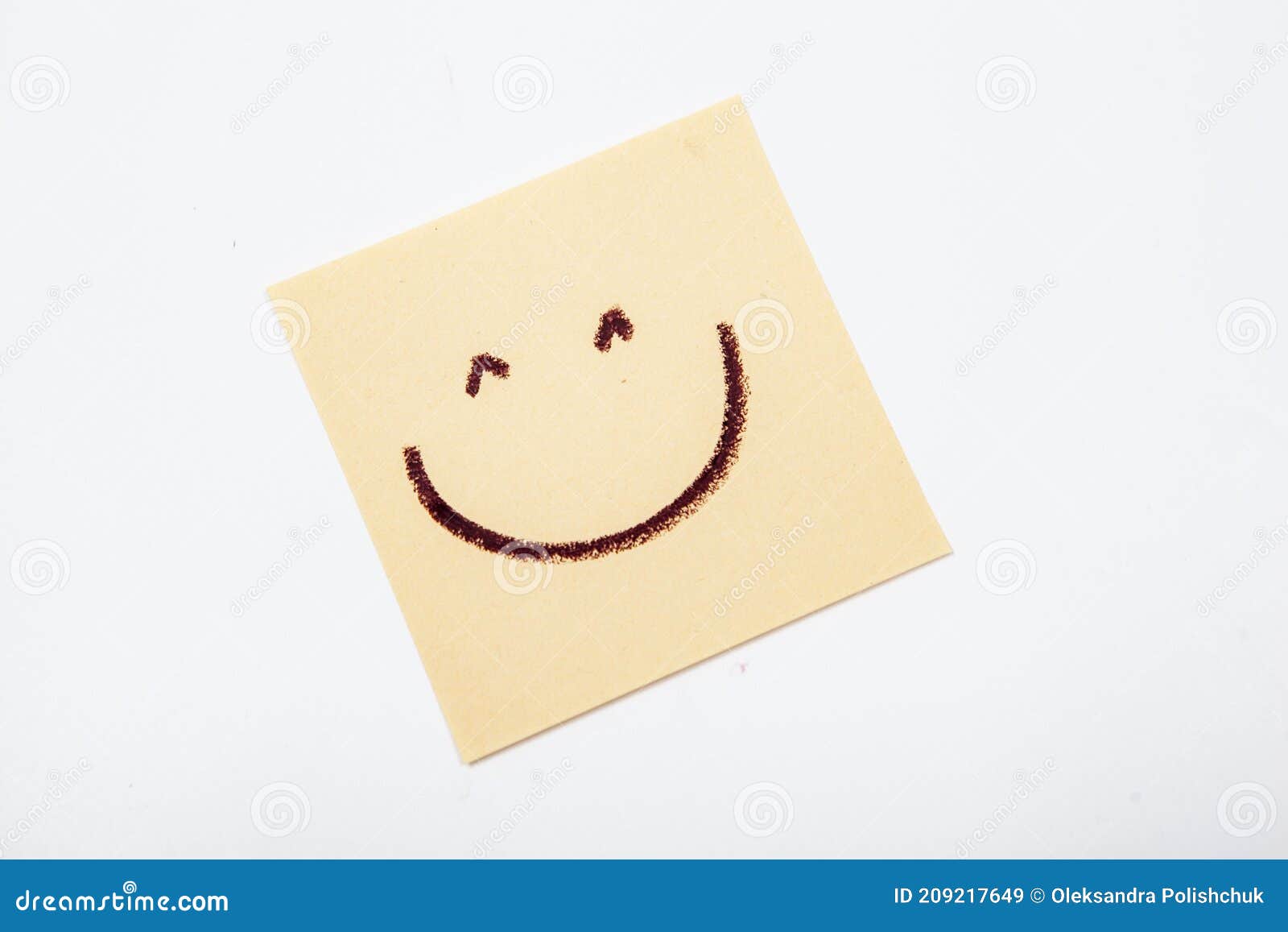 Happy Smiley Face on Yellow Sticky Paper Stock Image - Image of message ...