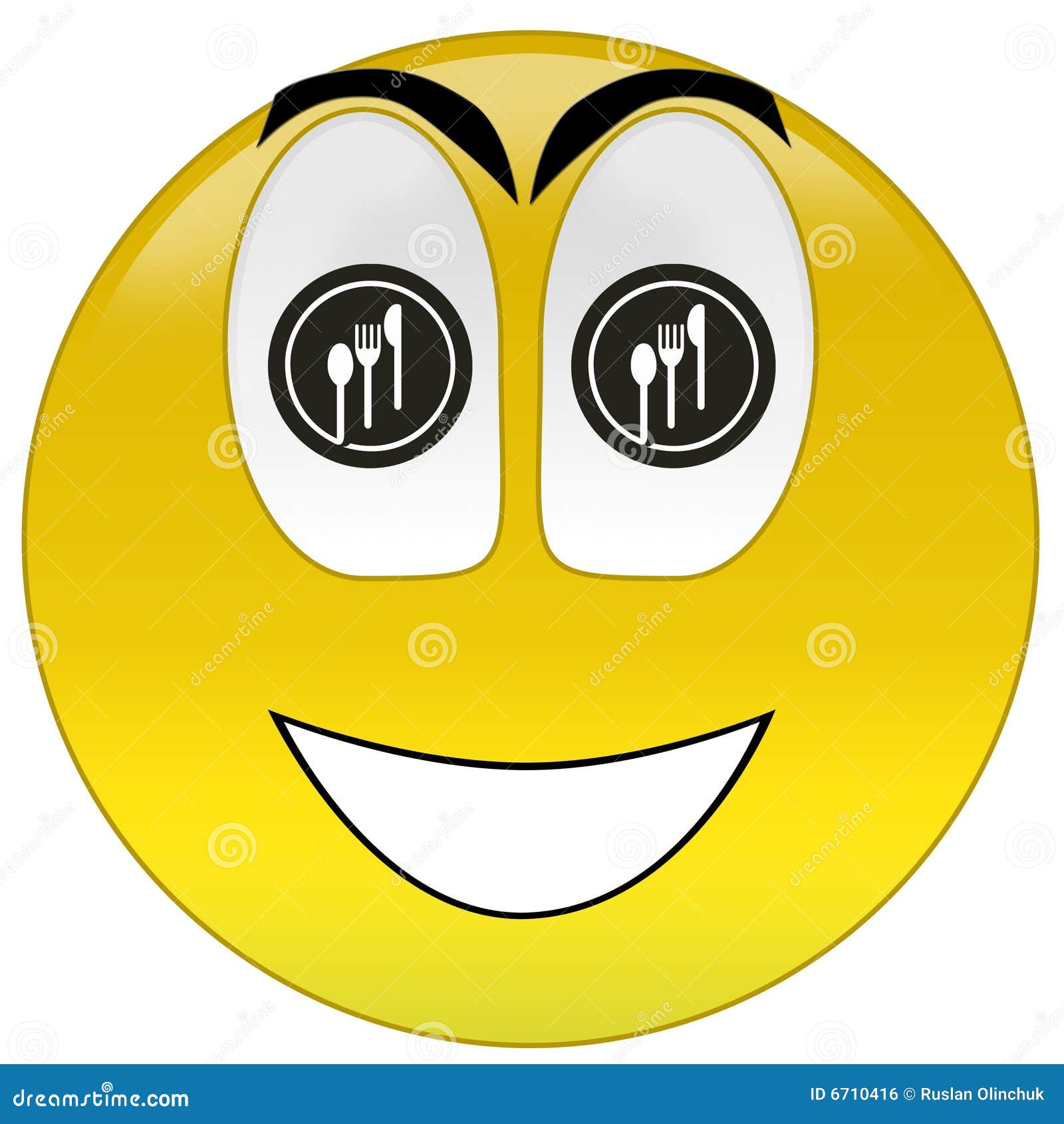 Happy Smiley with Food Signs at Eyes Stock Illustration - Illustration ...