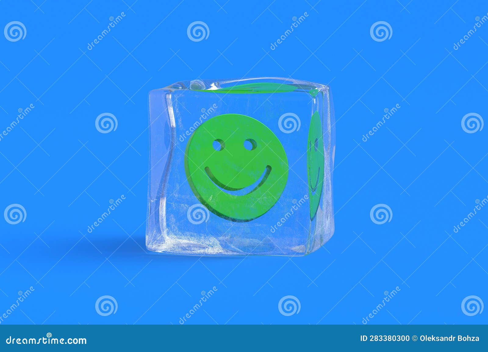 Happy smiley in ice cube stock illustration. Illustration of facial ...